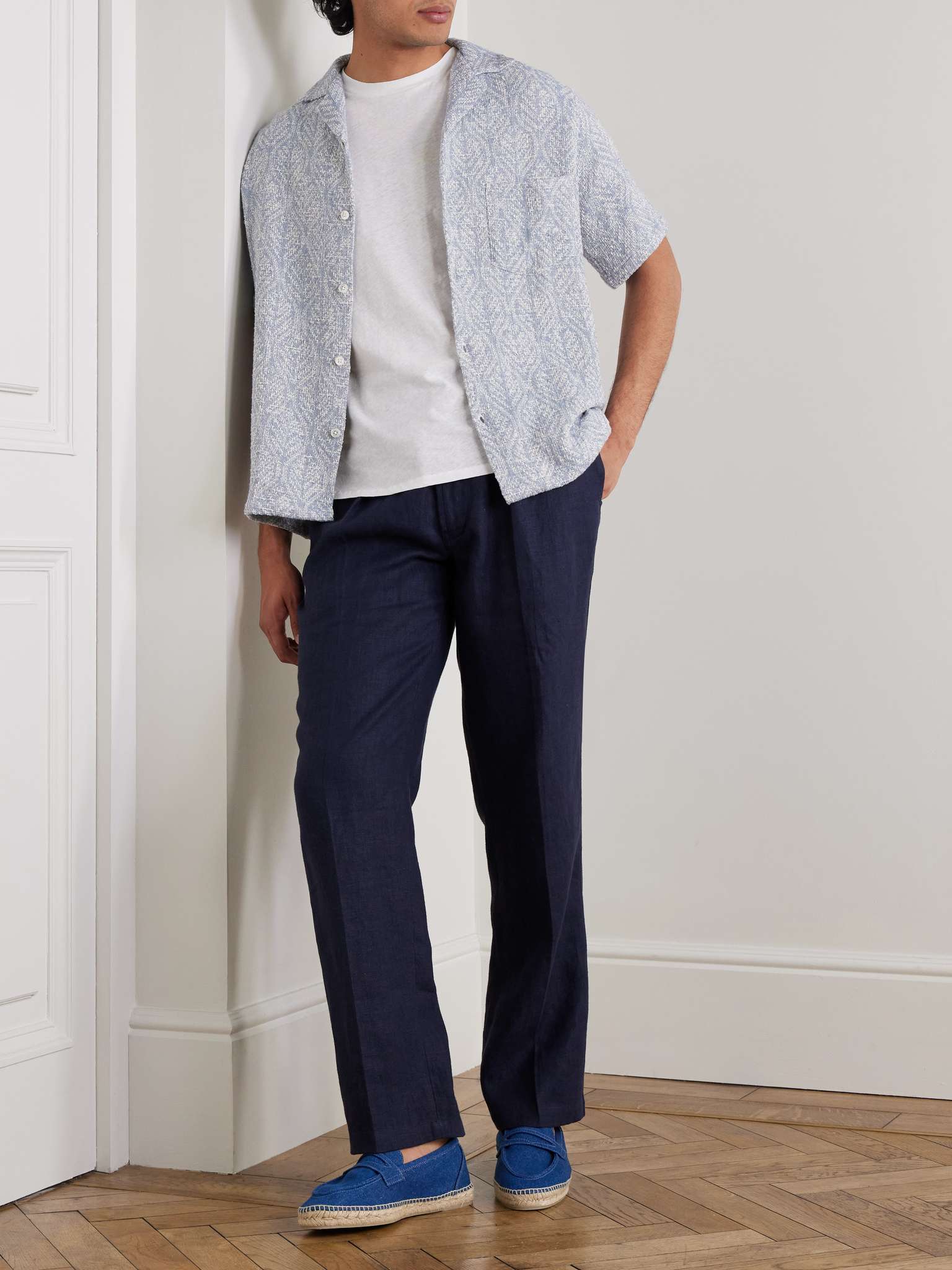 White Lucio Cotton and Linen-Blend Jersey T-Shirt | FRESCOBOL CARIOCA ...