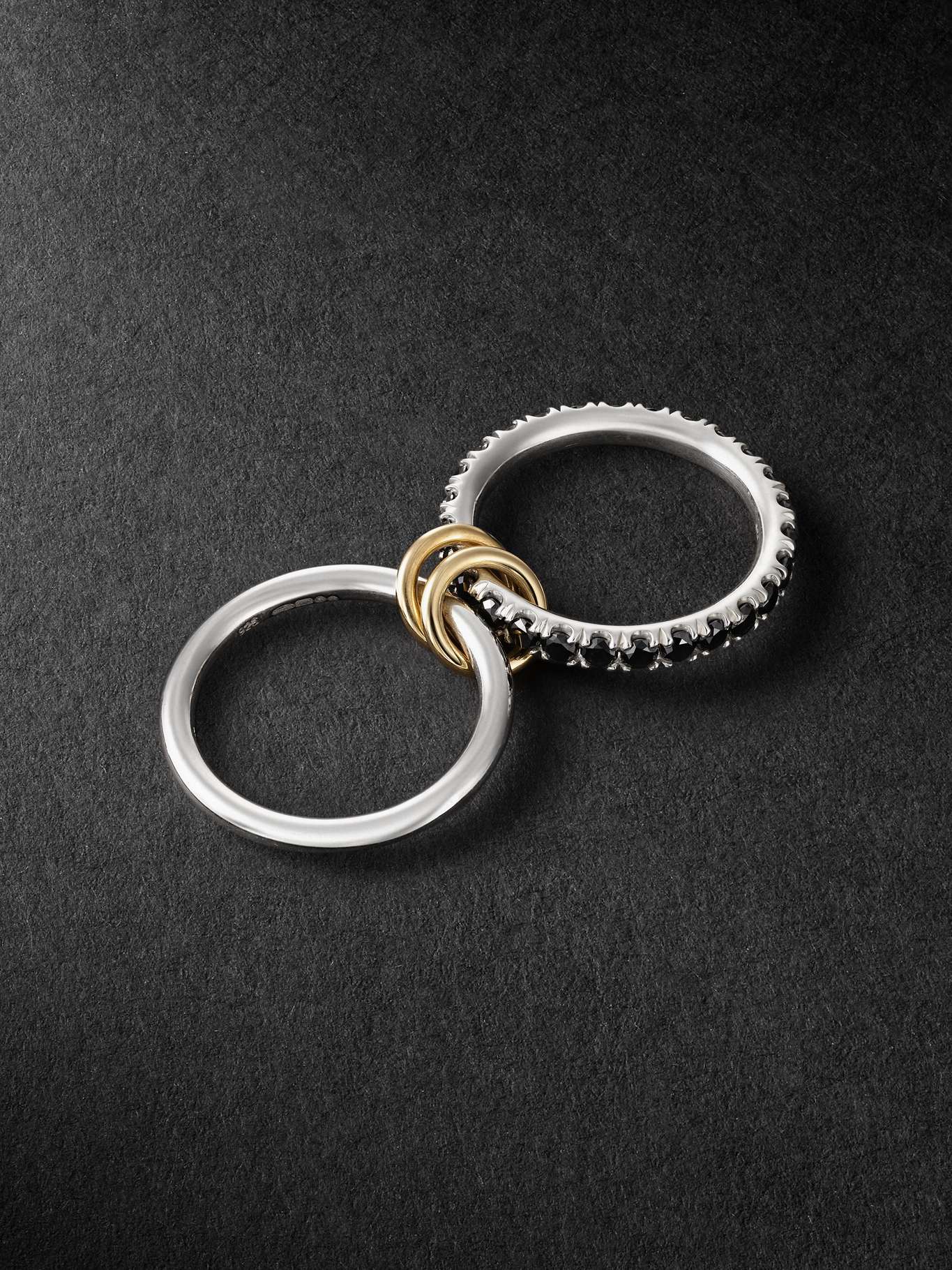 SPINELLI KILCOLLIN Enzo Set of Two 18-Karat Gold, Sterling Silver and Diamond Rings for Men | MR ...