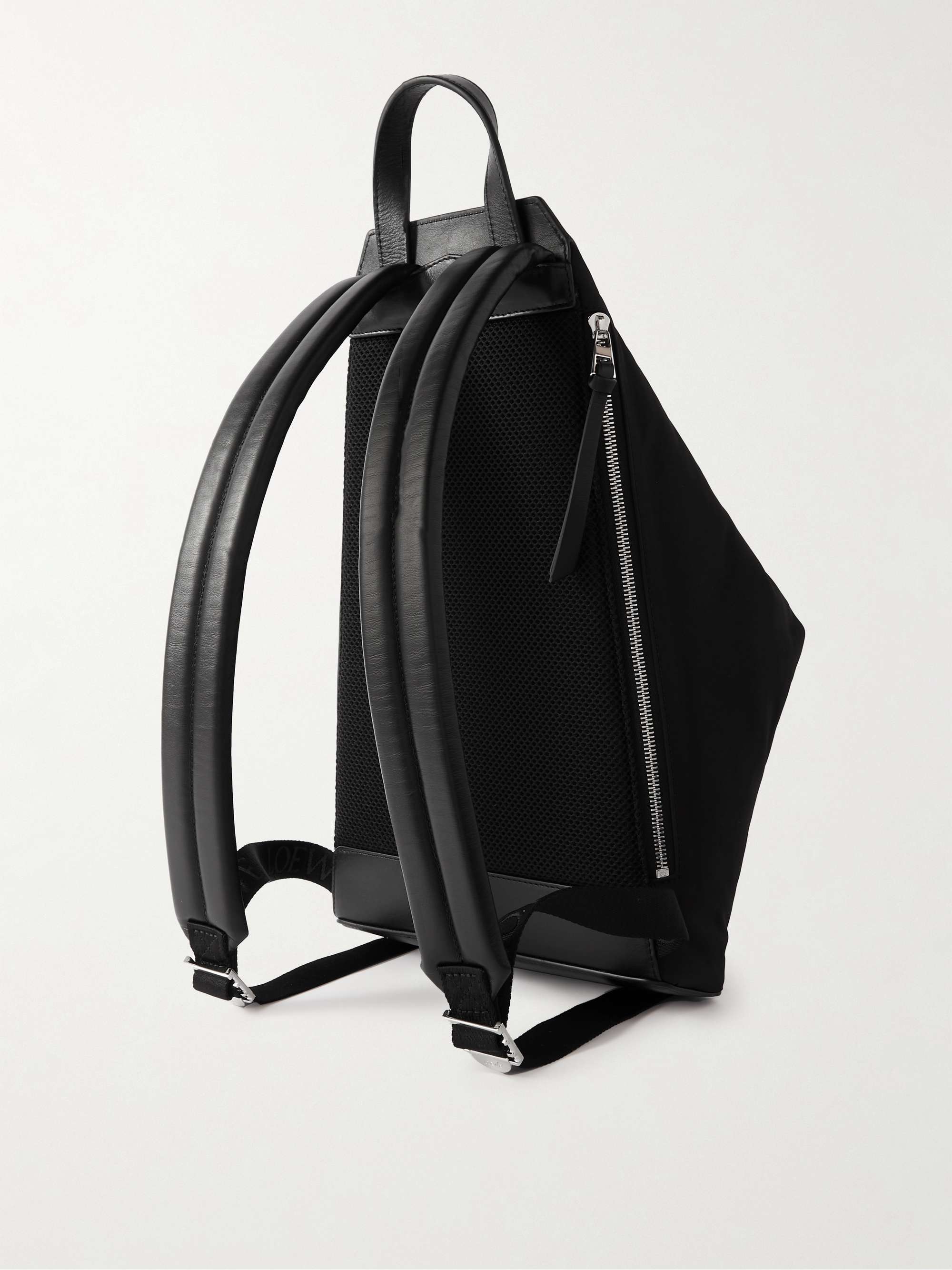 LOEWE Logo-Embossed Leather-Trimmed Shell Backpack for Men | MR PORTER