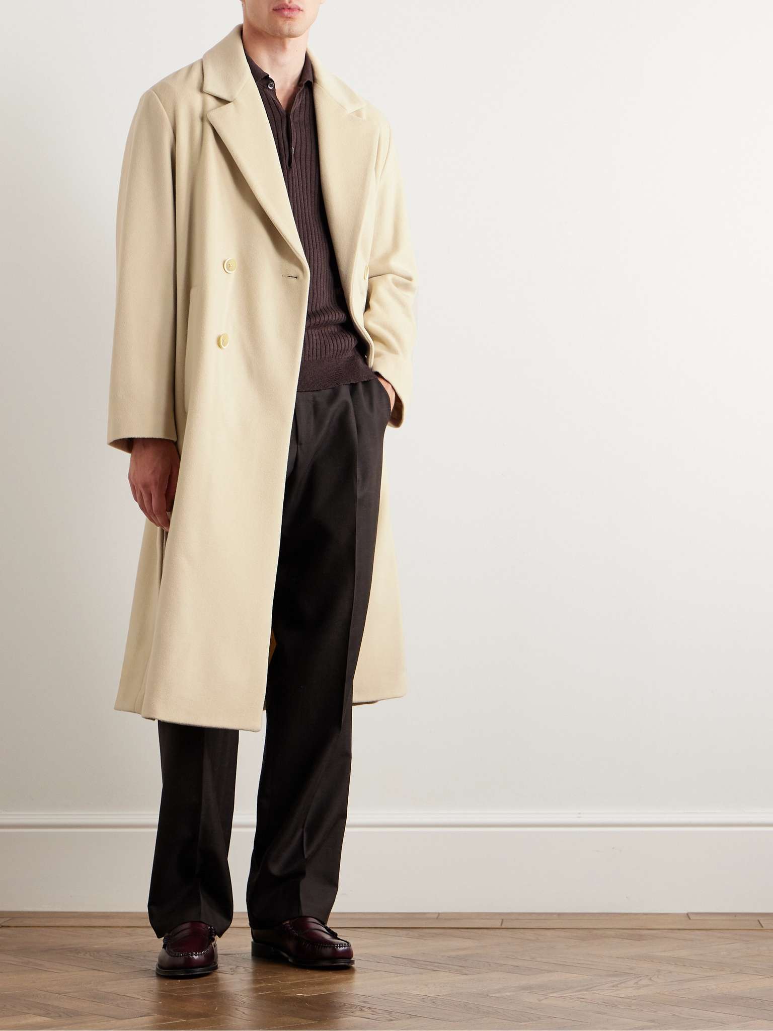 BARENA Dario Rufio Double-Breasted Wool-Blend Velour Coat for Men | MR ...