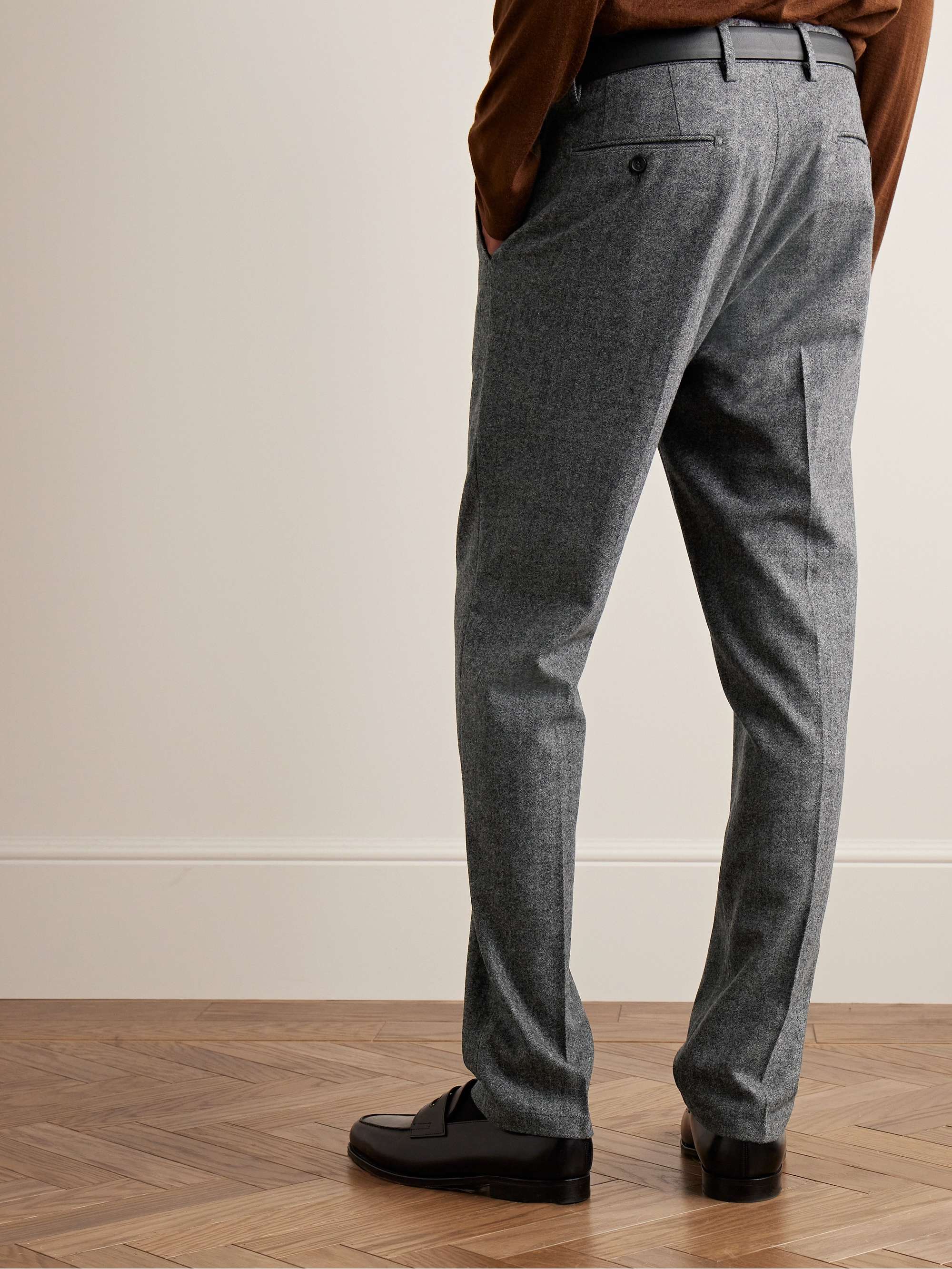 DUNHILL Slim-Fit Tapered Herringbone Wool-Blend Chinos for Men | MR PORTER