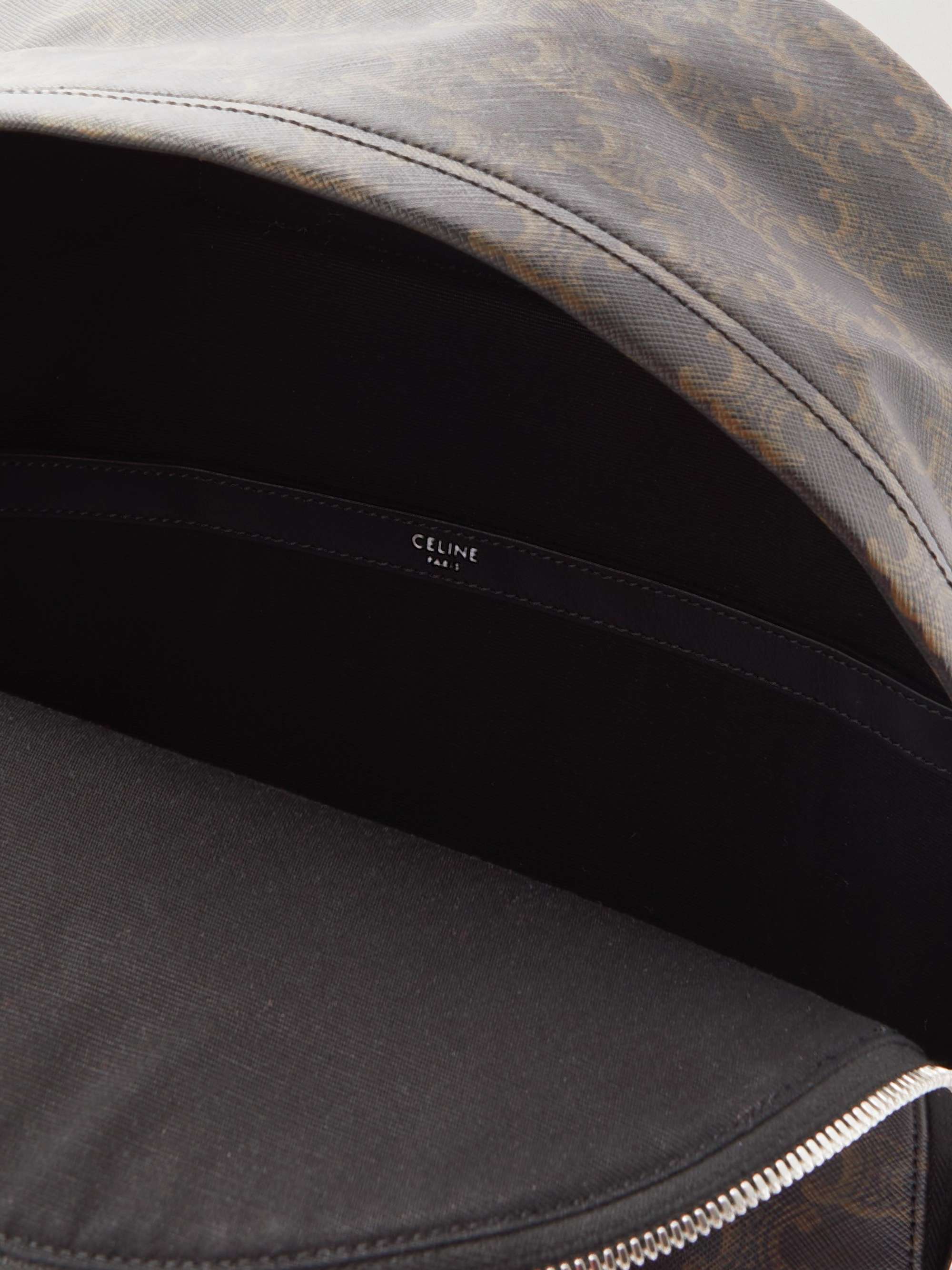 CELINE HOMME Triomphe Leather-Trimmed Logo-Print Coated-Canvas Backpack ...