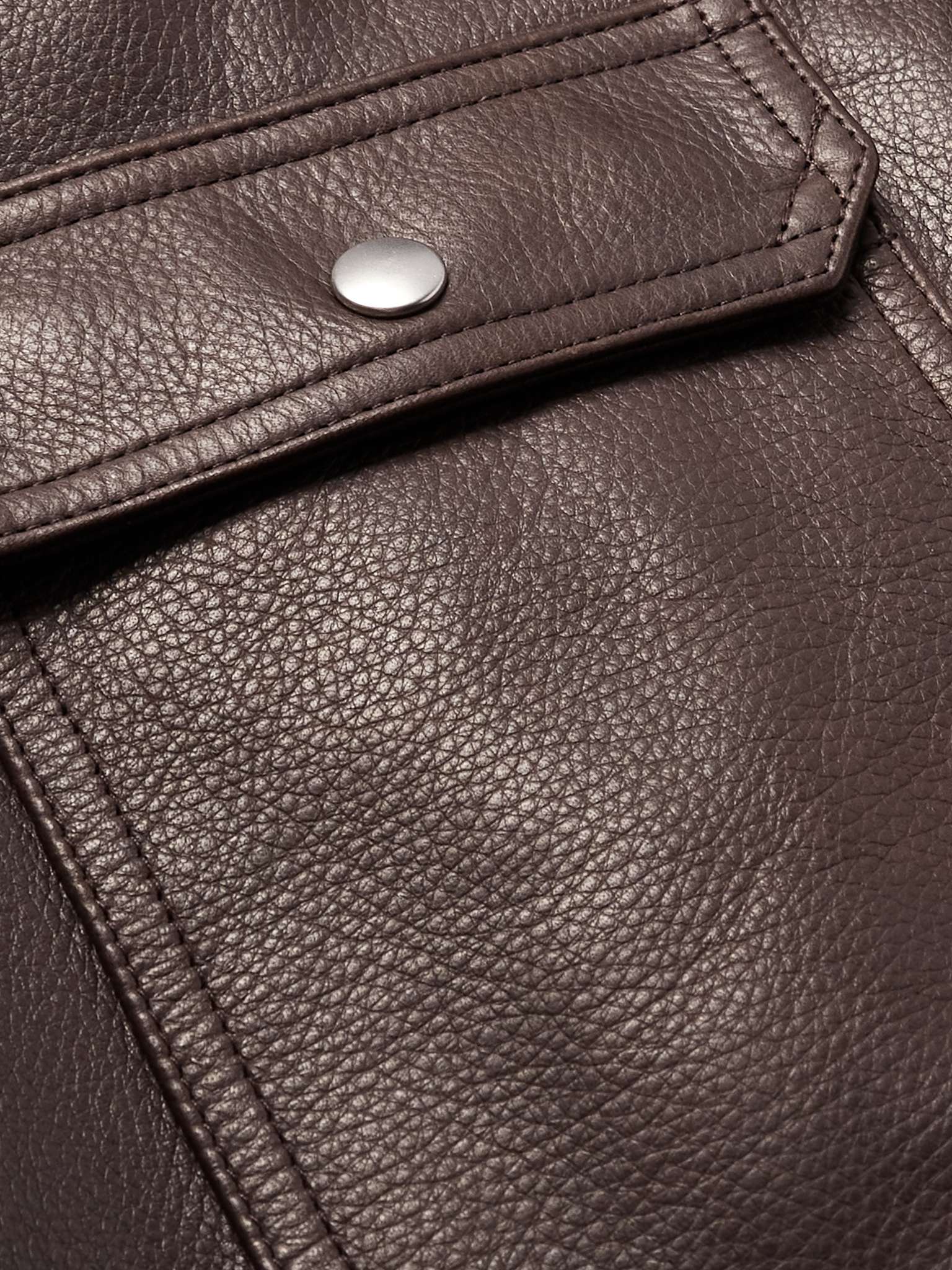 RICK OWENS Webbing-Trimmed Padded Full-Grain Leather Overshirt for Men ...