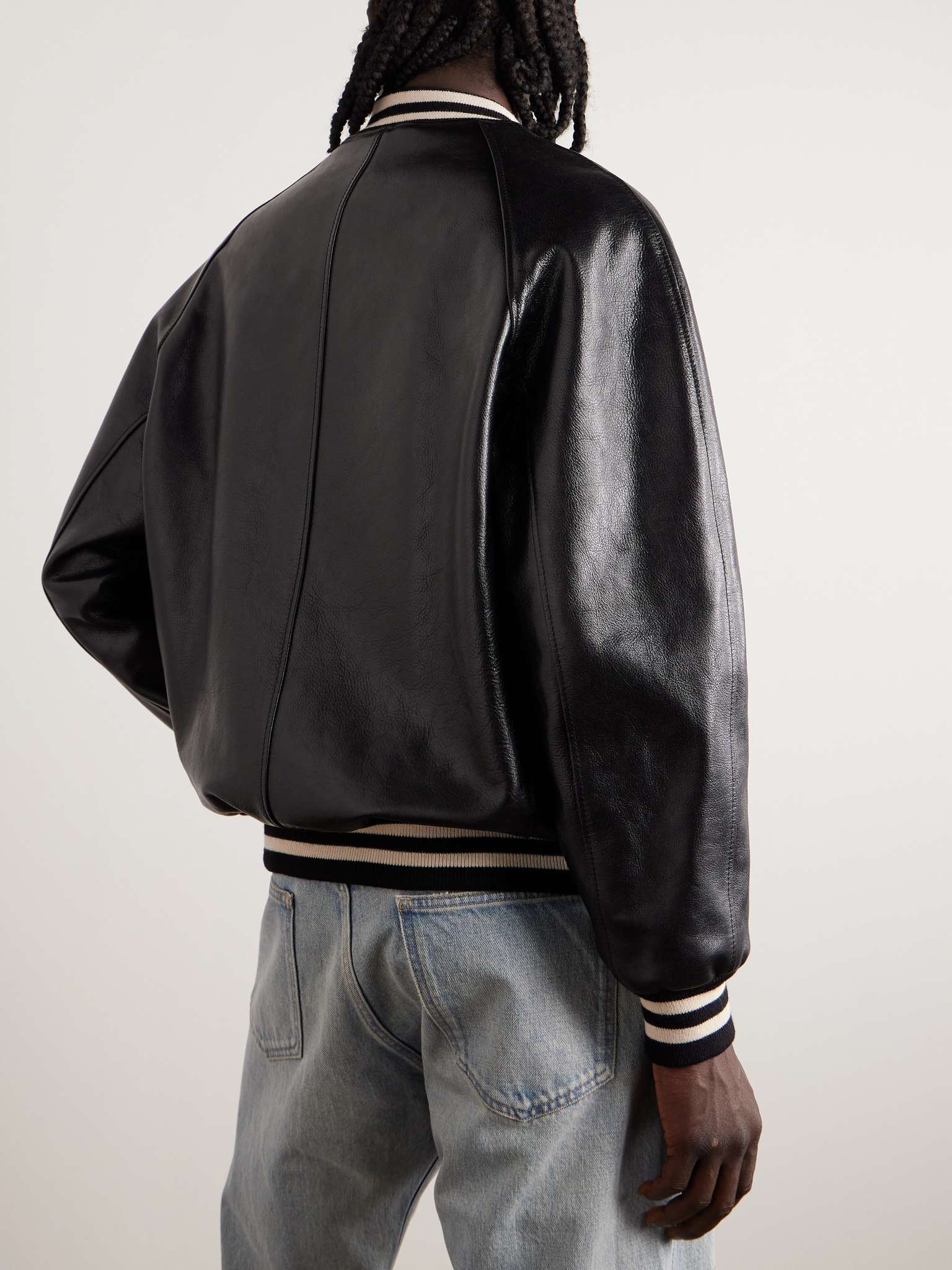 CELINE Teddy Logo-Appliquéd Leather Bomber Jacket for Men | MR PORTER