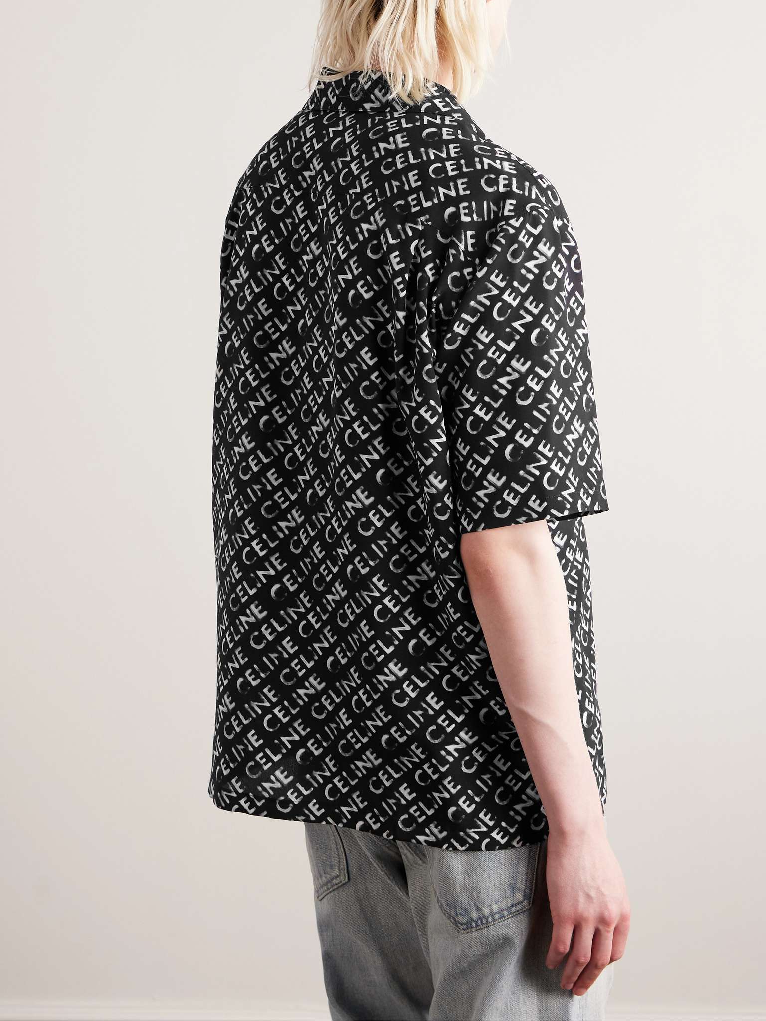 CELINE HOMME Convertible-Collar Logo-Print Silk Shirt for Men | MR PORTER