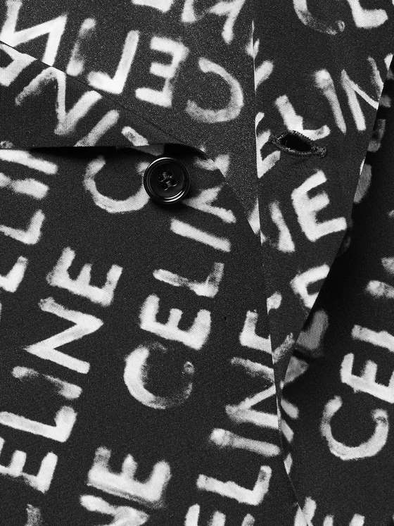 CELINE HOMME Convertible-Collar Logo-Print Silk Shirt for Men | MR PORTER