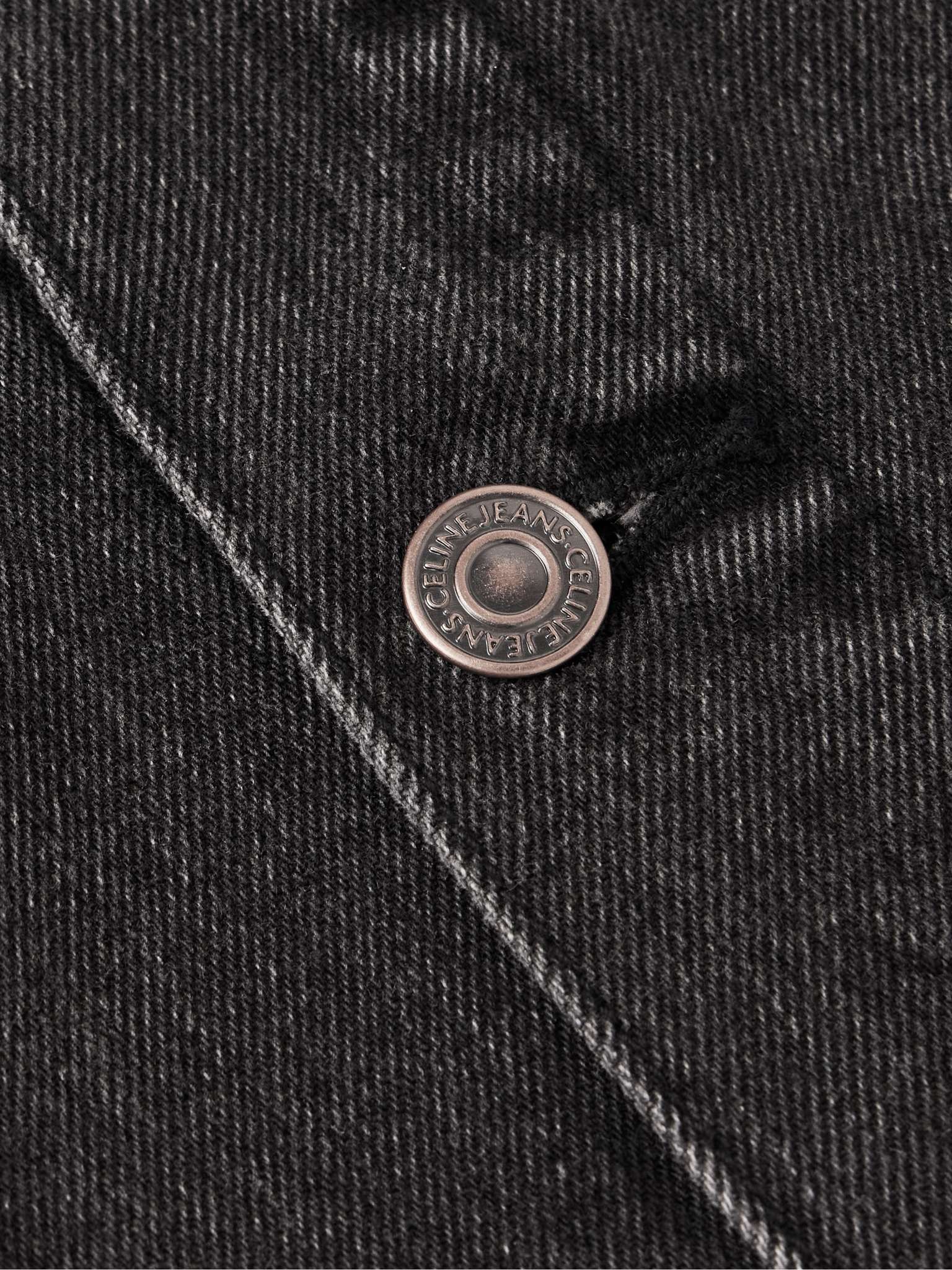 CELINE HOMME Logo-Print Cotton Jersey-Trimmed Denim Hooded Jacket for Men | MR PORTER