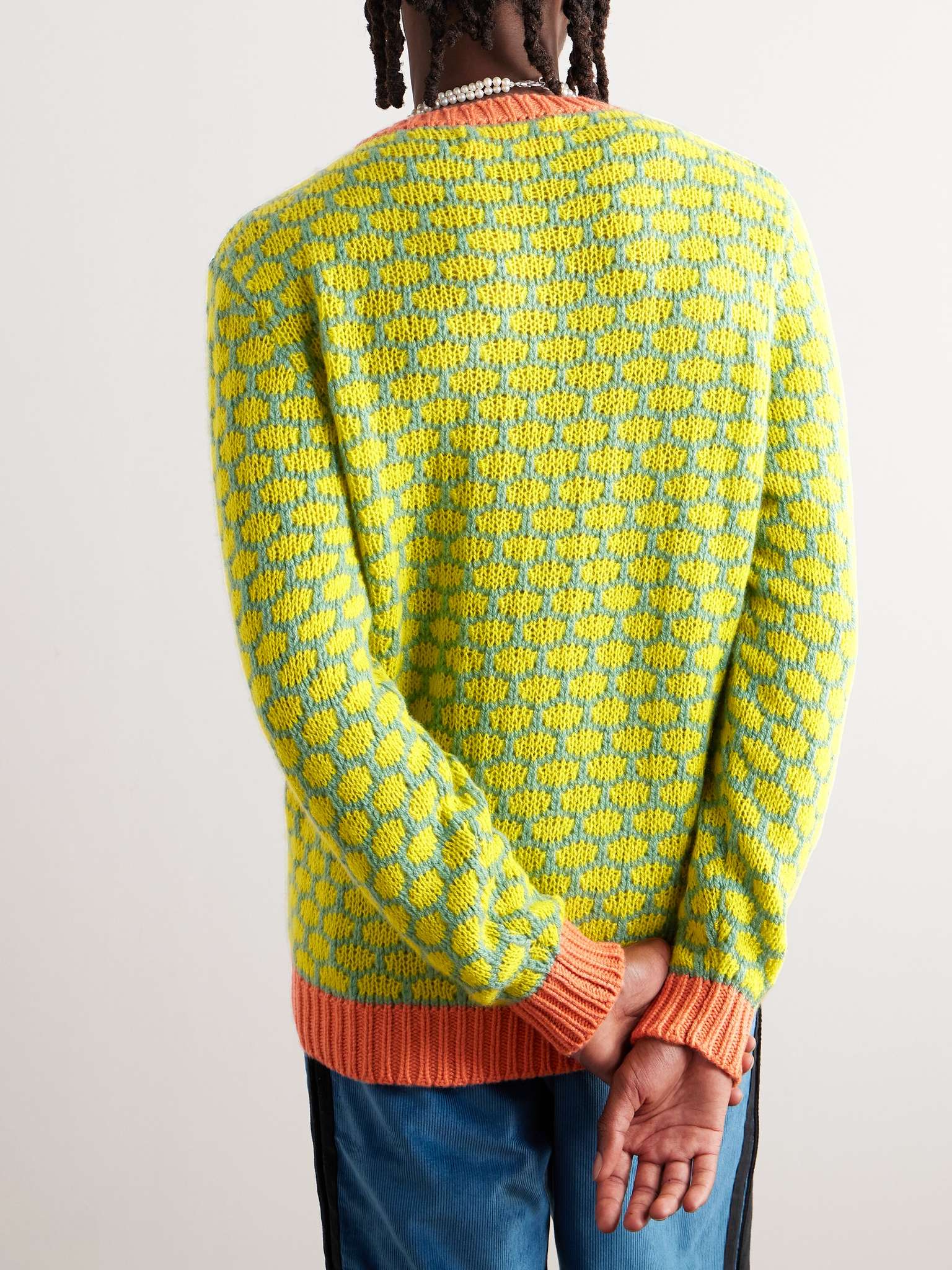 THE ELDER STATESMAN Brick Jacquard-Knit Cashmere Sweater for Men | MR ...