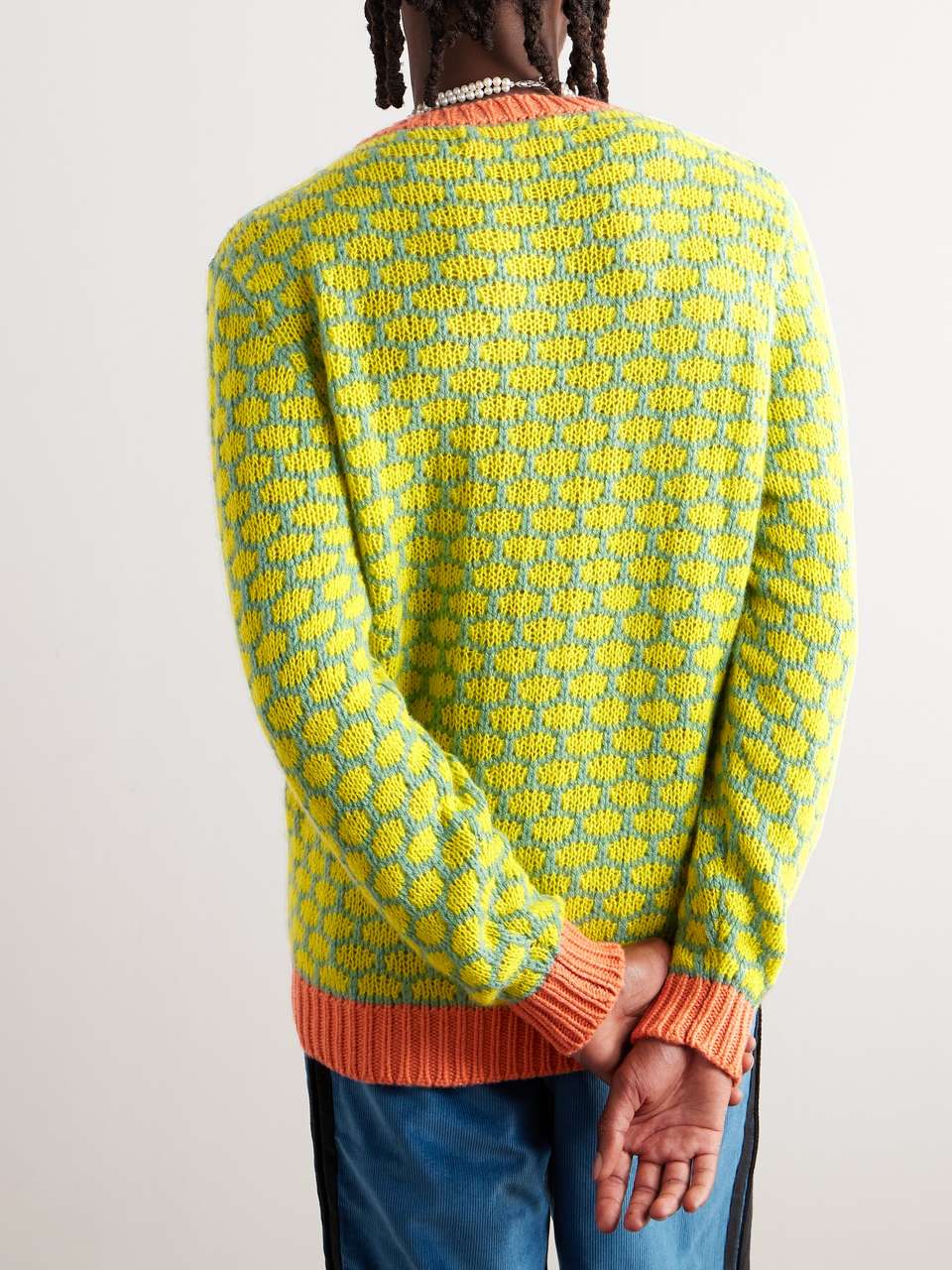 THE ELDER STATESMAN Brick Jacquard-Knit Cashmere Sweater for Men | MR ...