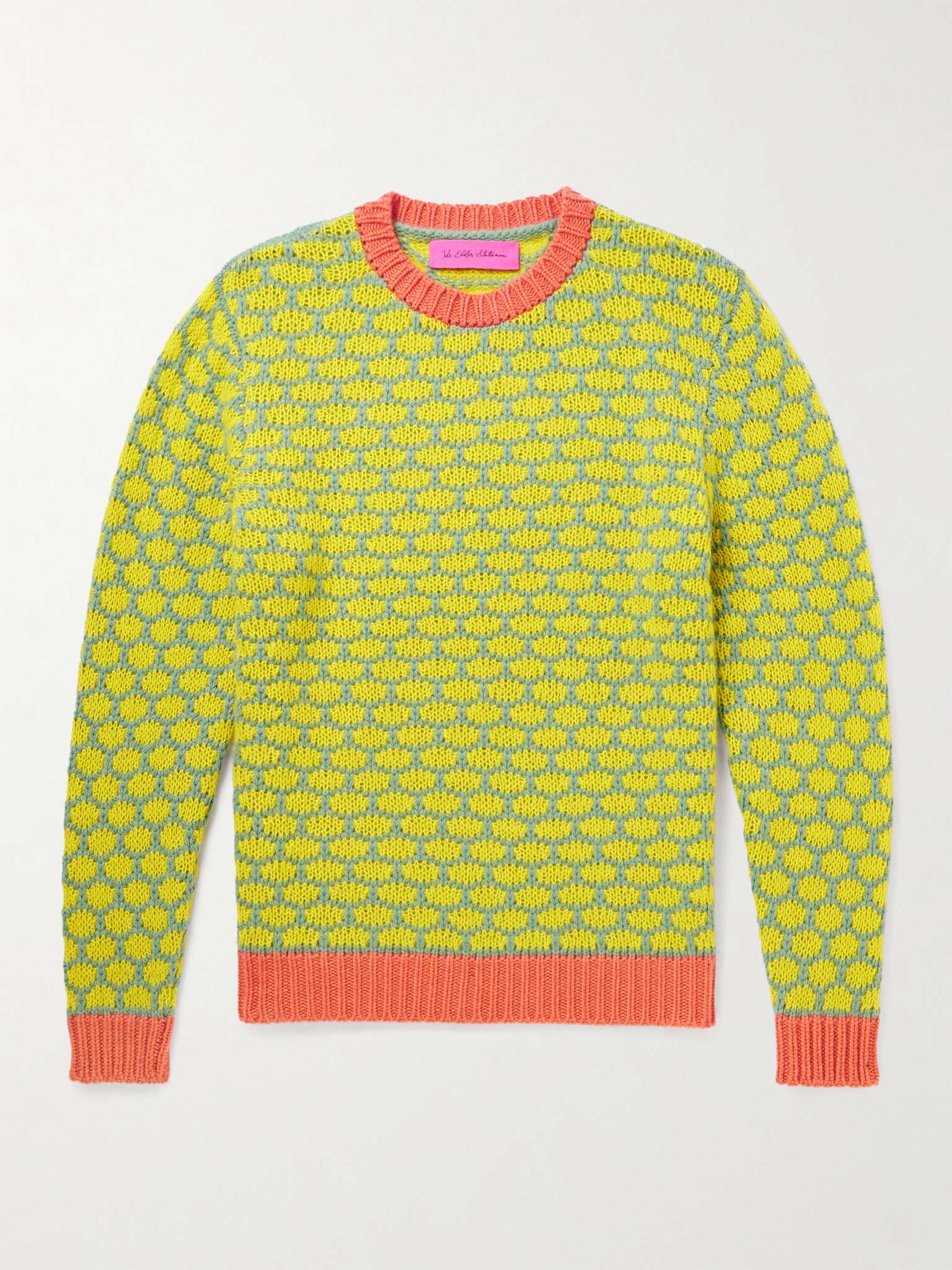 THE ELDER STATESMAN Brick Jacquard-Knit Cashmere Sweater for Men | MR ...