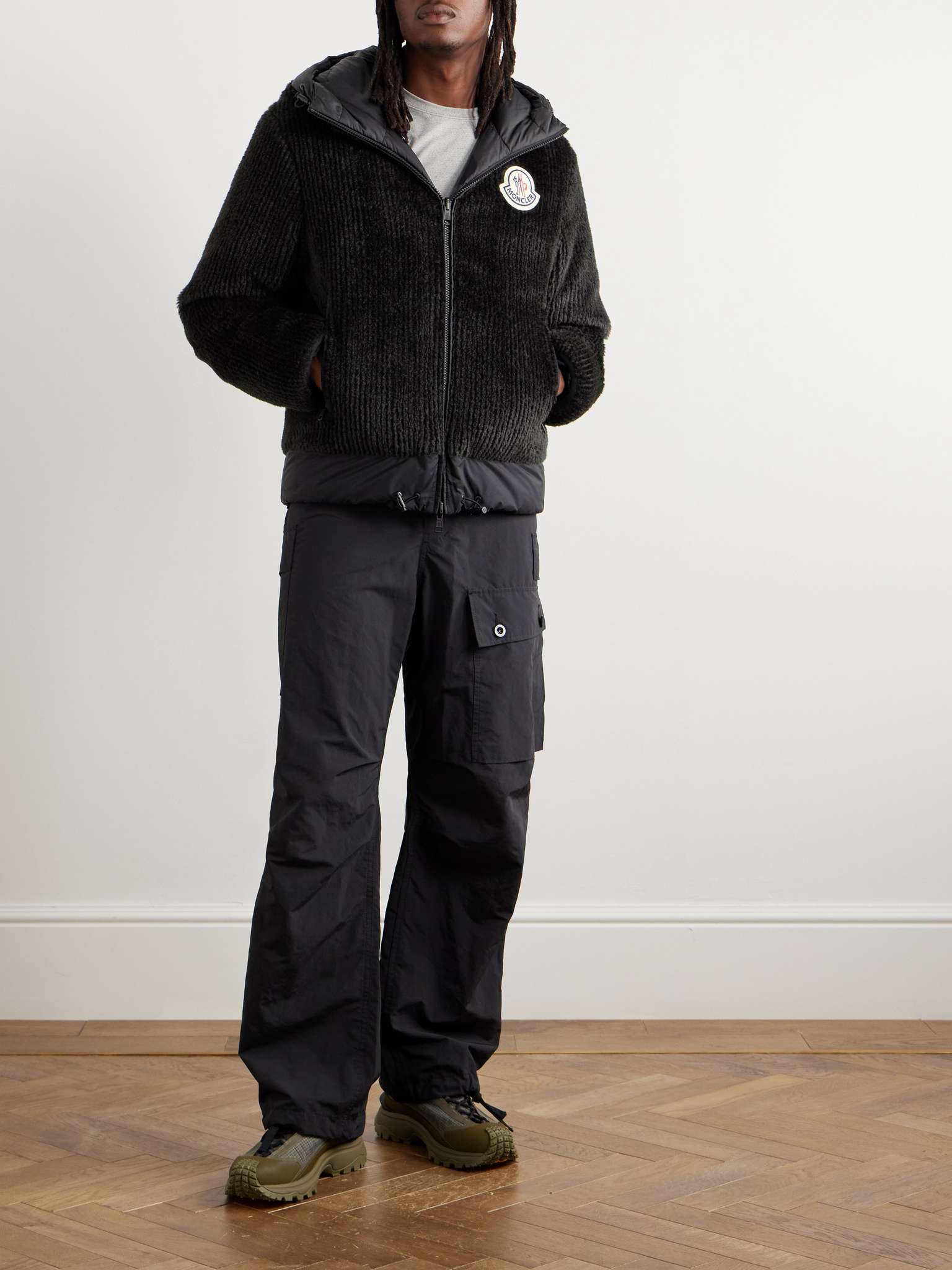 MONCLER Tejat Reversible Logo-Appliquéd Corduroy and Shell Hooded Down ...