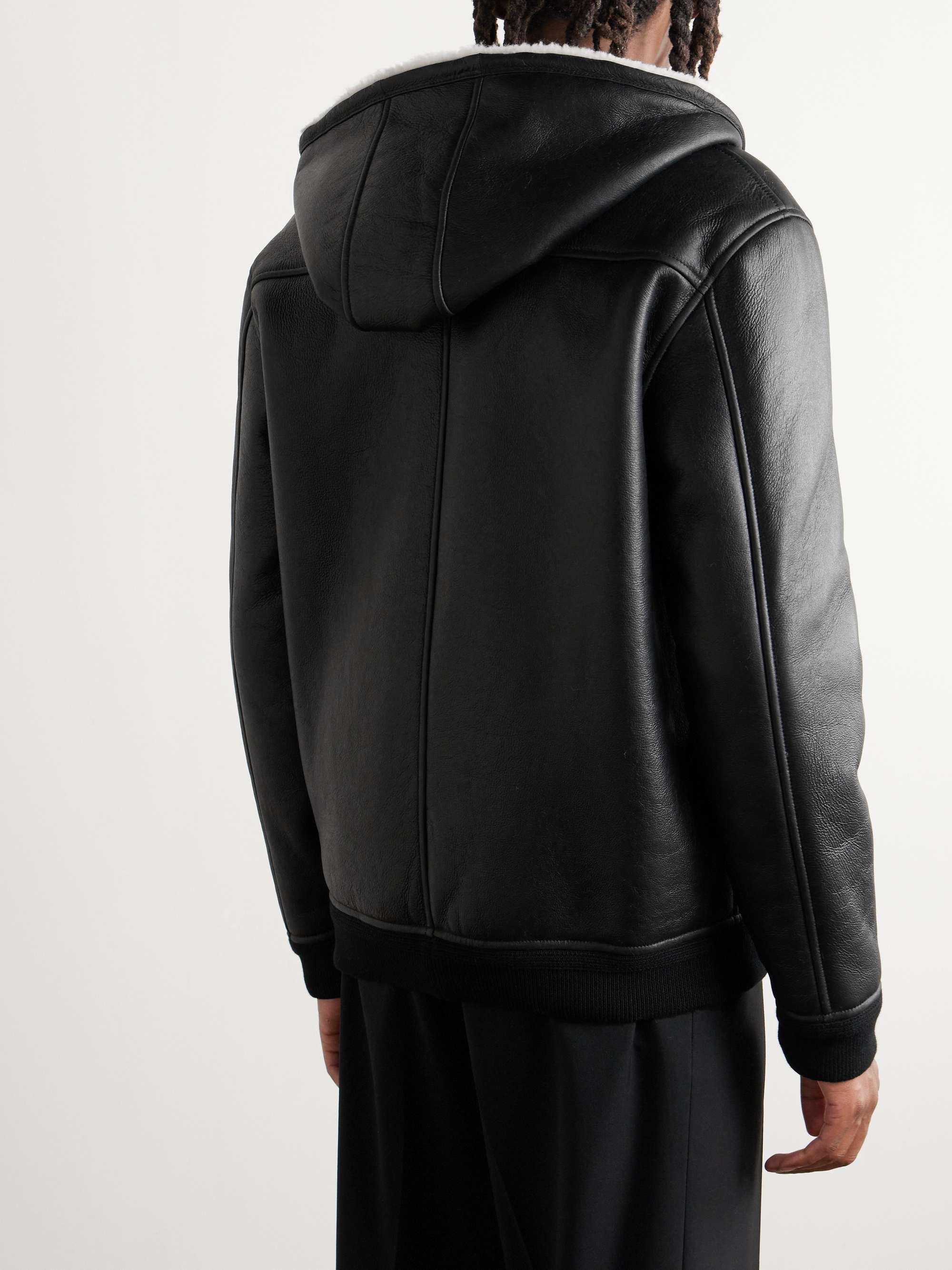 LOEWE Logo-Appliquéd Leather Hoodie for Men | MR PORTER