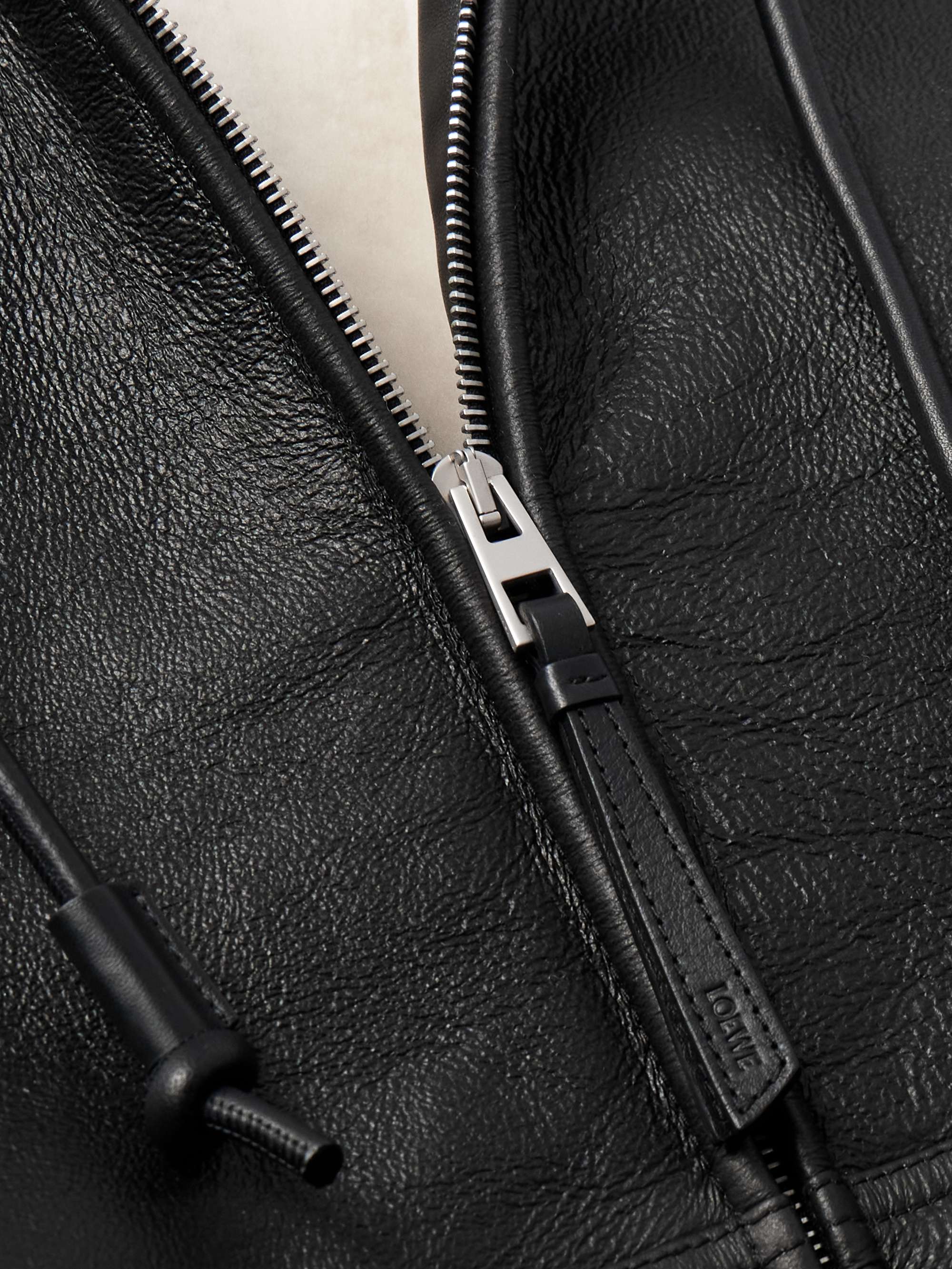 LOEWE Logo-Appliquéd Leather Hoodie for Men | MR PORTER