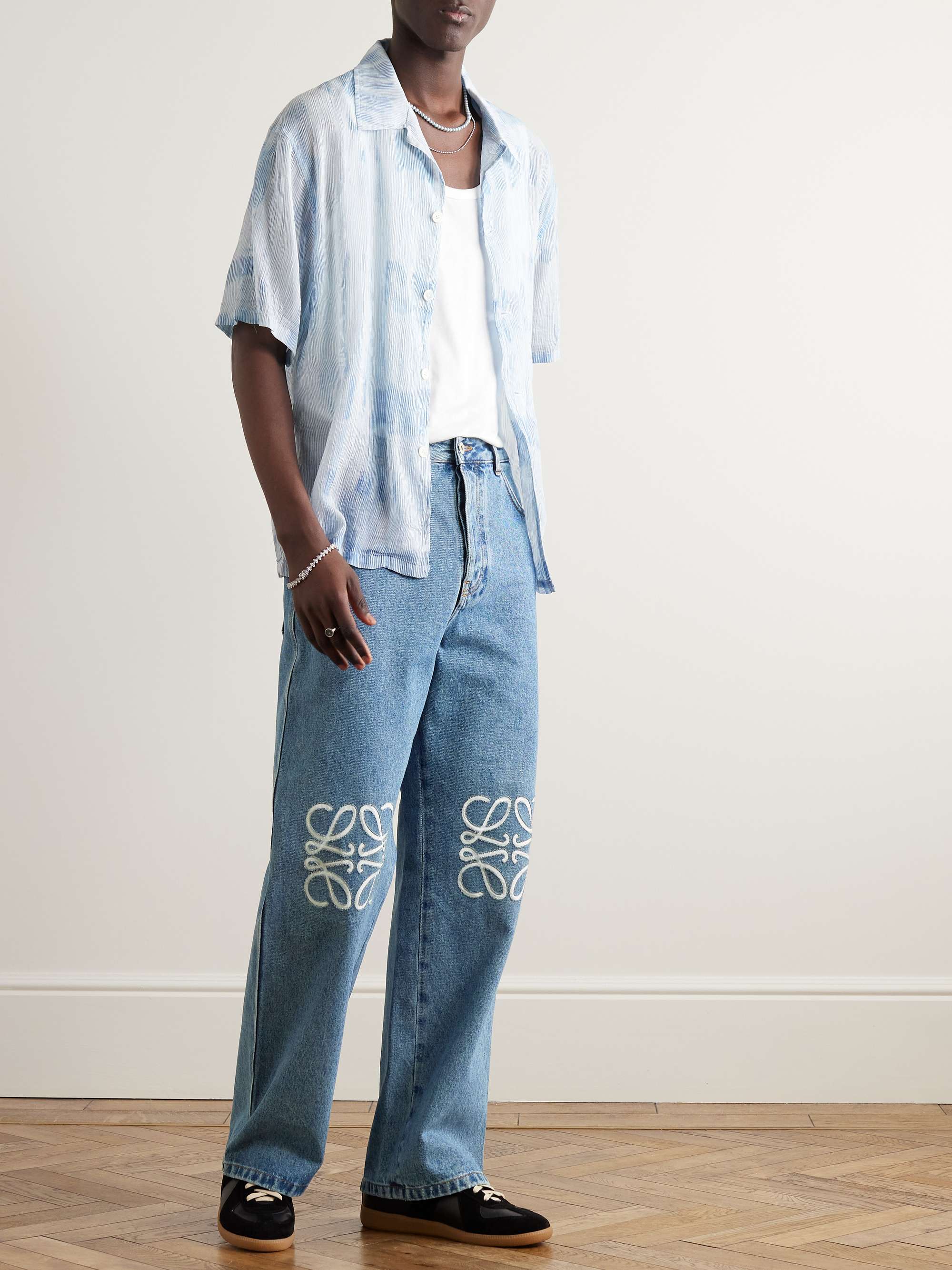 LOEWE Wide-Leg Logo-Embroidered Jeans for Men | MR PORTER