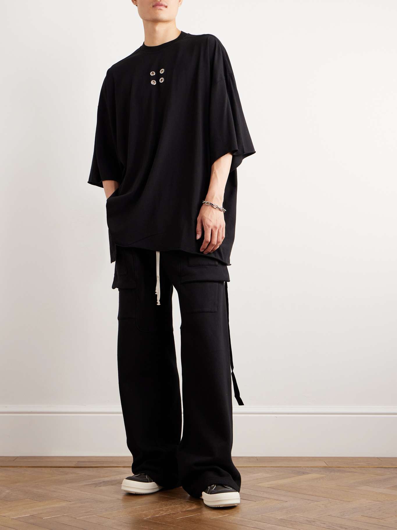 Black Furka Straight-Leg Cotton-Jersey Drawstring Cargo Trousers ...