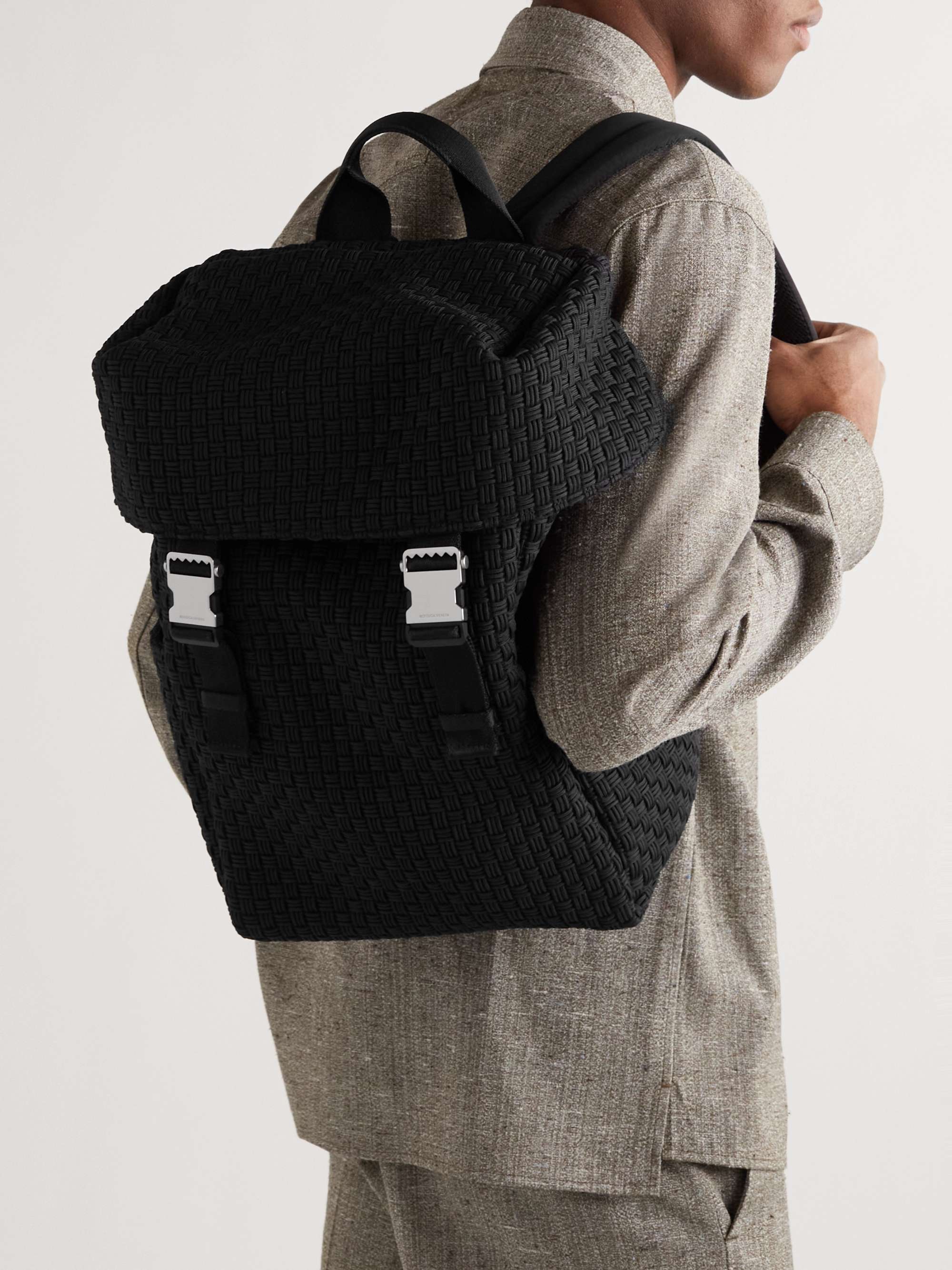Black Flap Intrecciato Cord and Mesh Backpack | BOTTEGA VENETA | MR PORTER