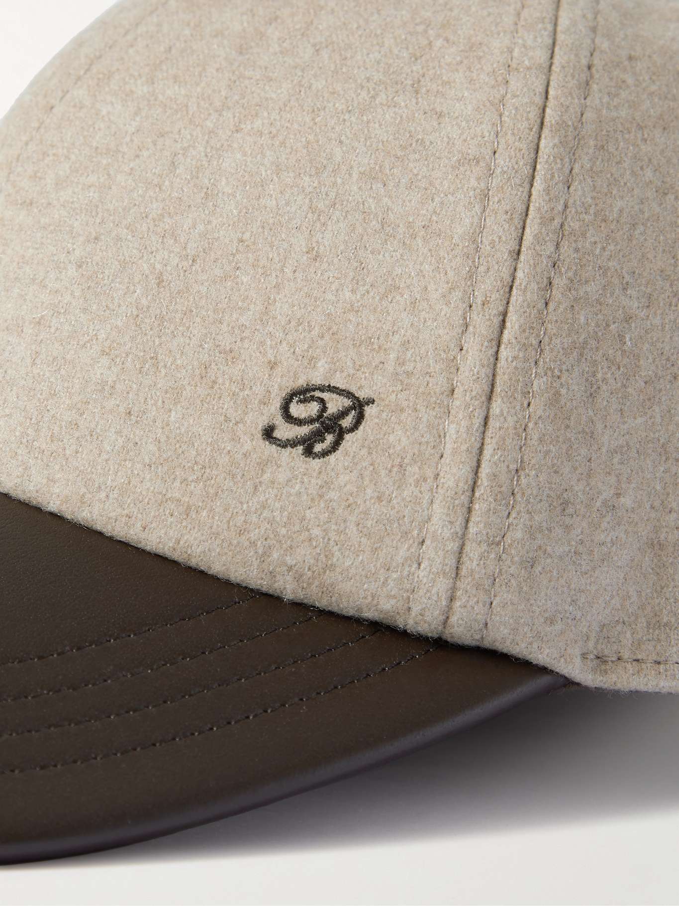 BERLUTI Logo-Embroidered Cashmere-Blend and Leather Baseball Cap for ...