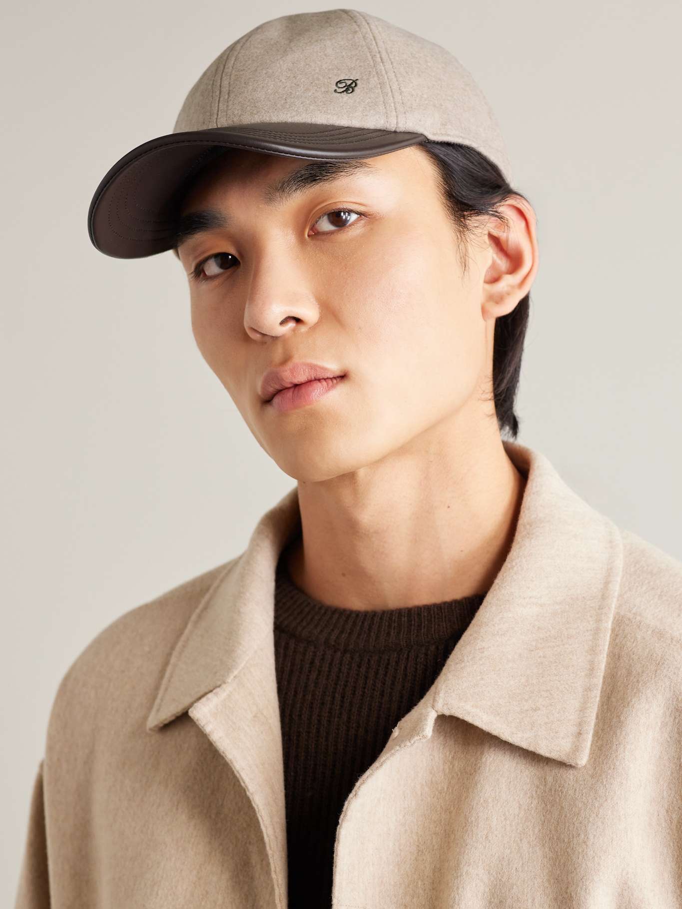 BERLUTI Logo-Embroidered Cashmere-Blend and Leather Baseball Cap for ...