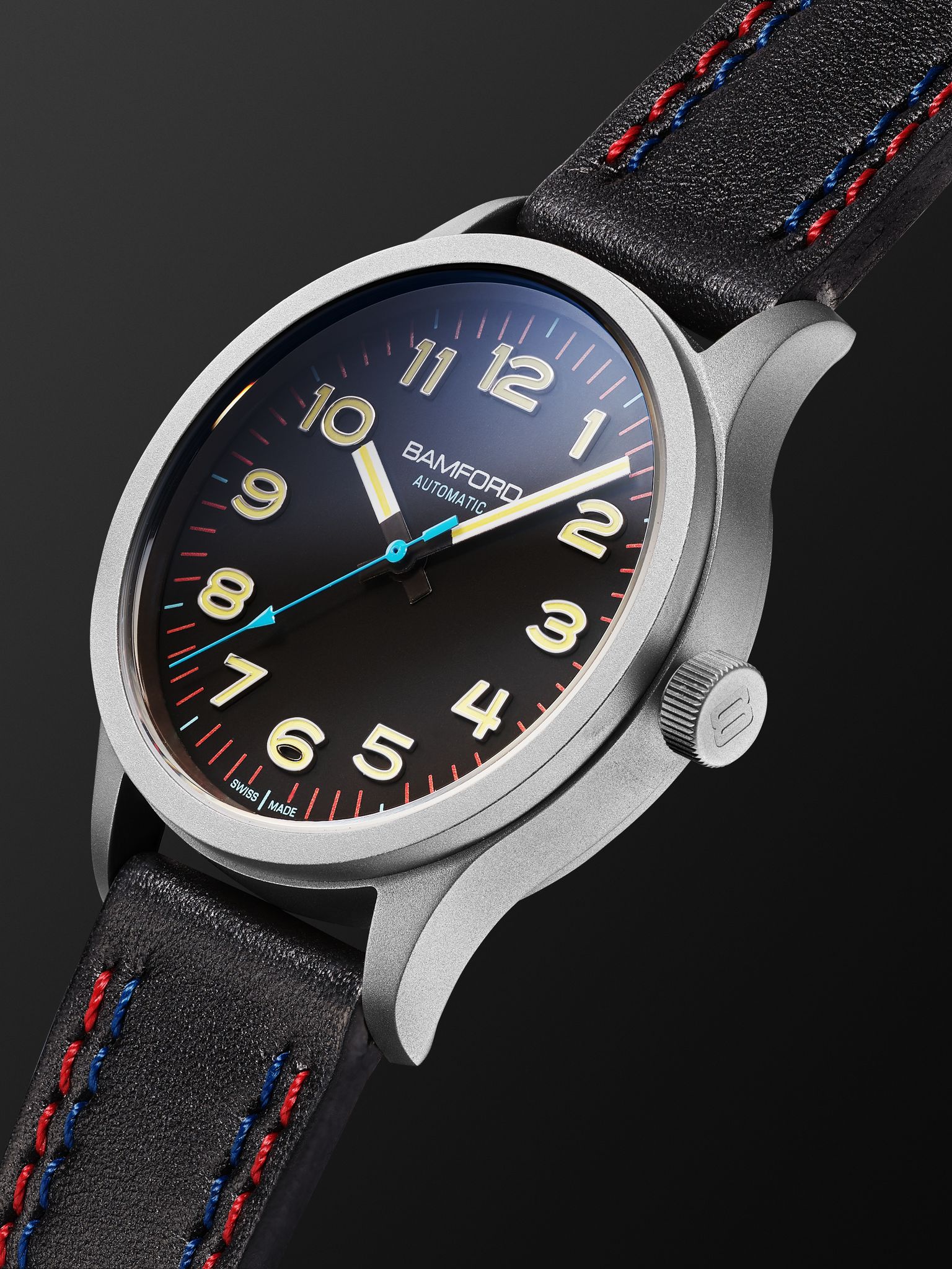 BAMFORD WATCH DEPARTMENT B80 Modern Automatic 39mm Titanium and Faux ...