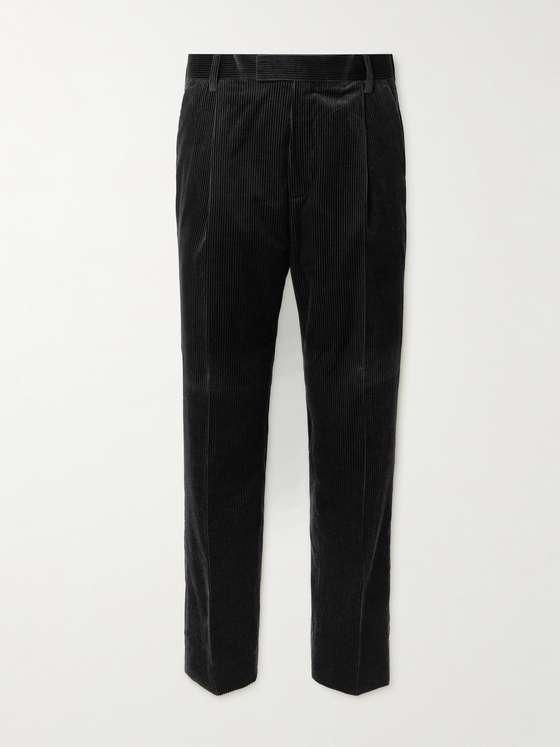 MR P. Tapered Pleated Cotton and Cashmere-Blend Corduroy Trousers for Men | MR PORTER