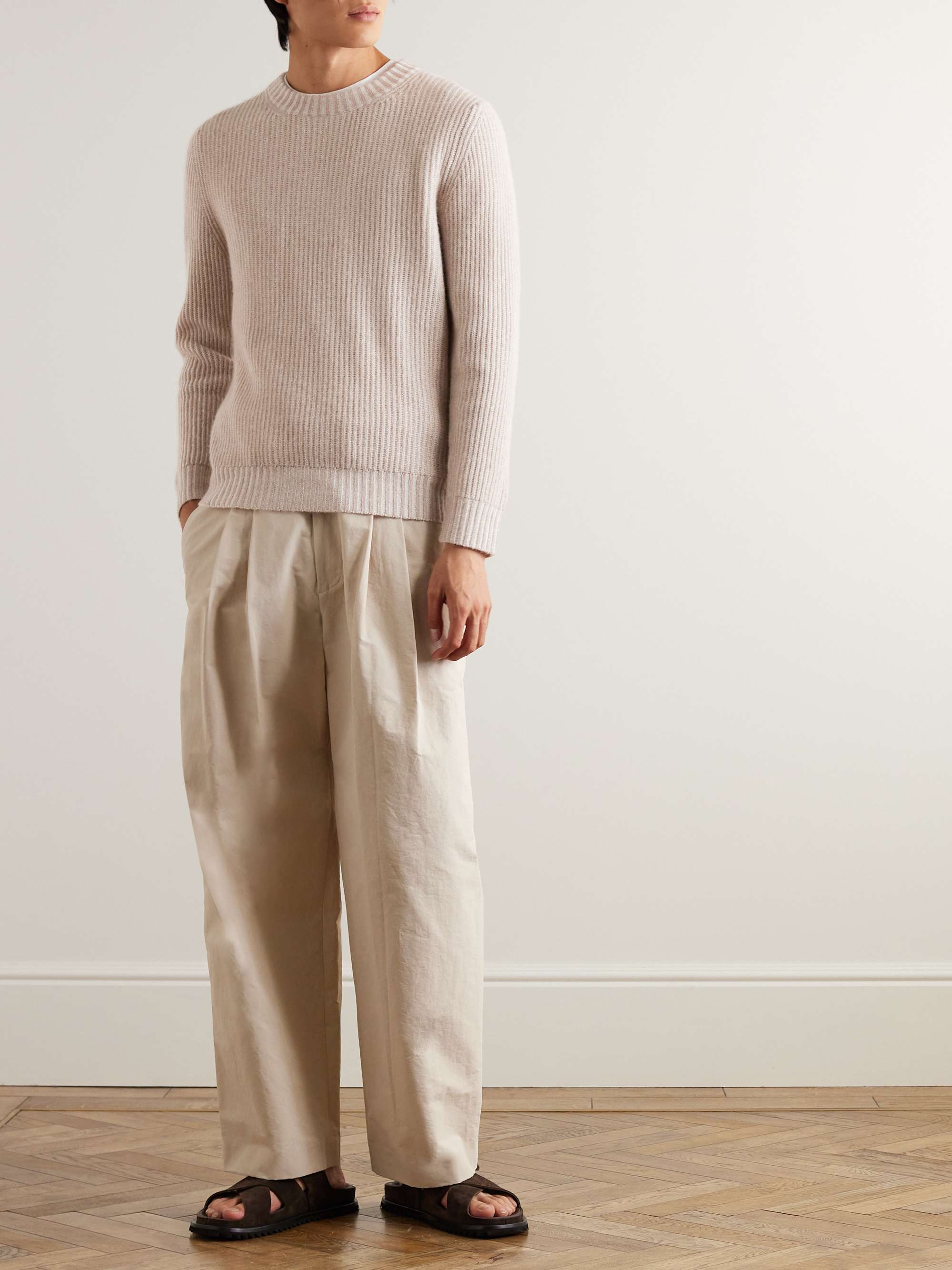 ALLUDE Ribbed Stretch-Cashmere Sweater for Men | MR PORTER