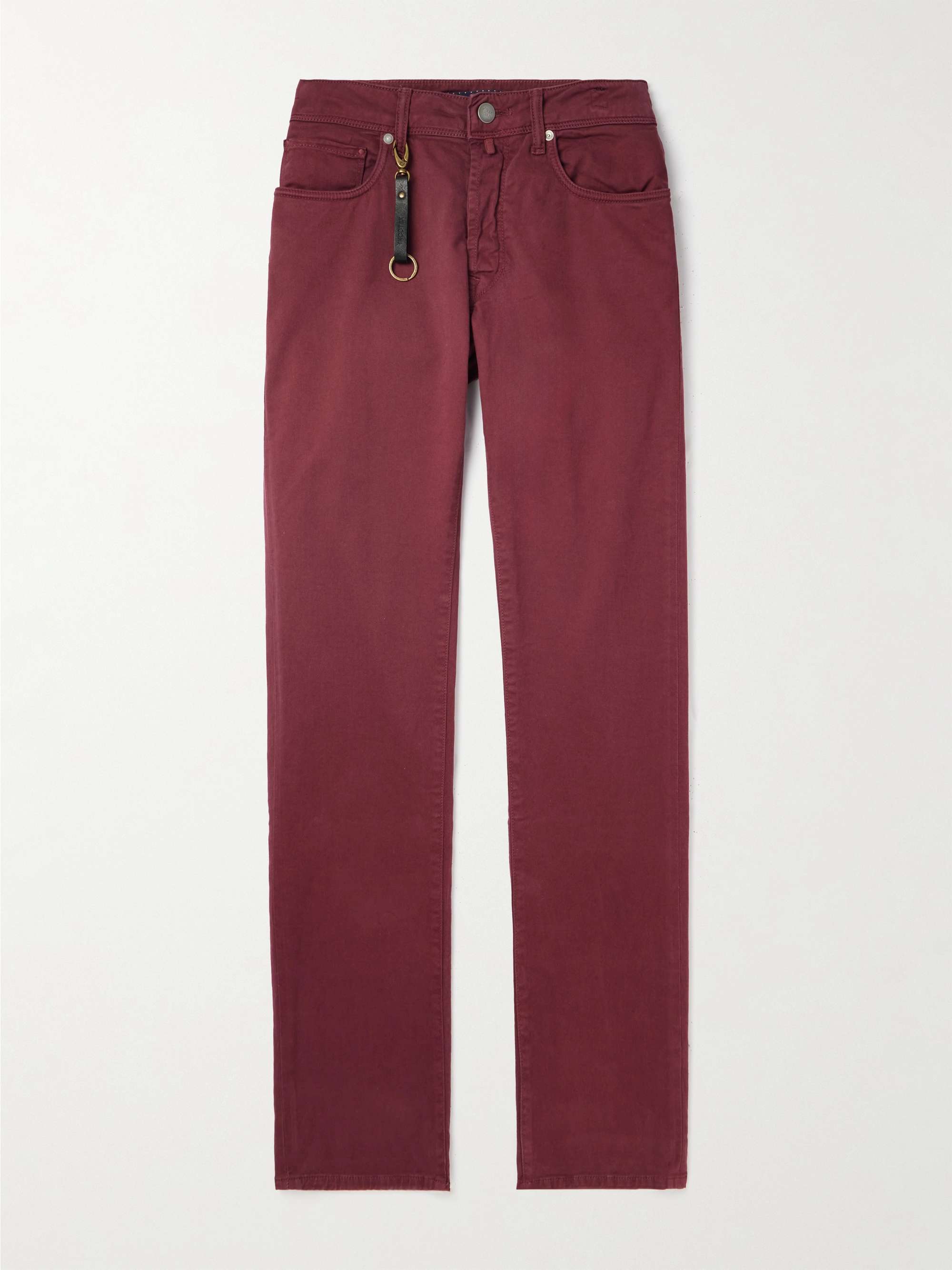 Red Leather-Trimmed Straight-Leg Jeans | INCOTEX | MR PORTER