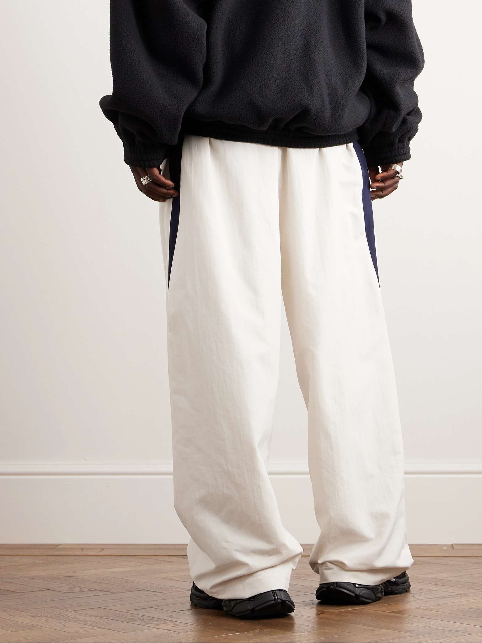 Off-white Wide-Leg Colour-Block Cotton-Blend Shell Track Pants ...