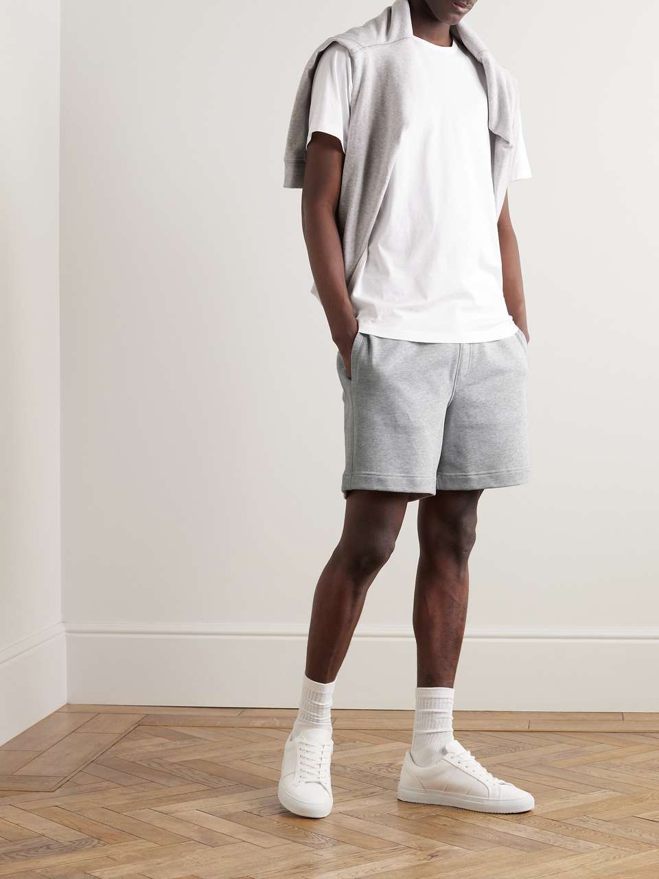 Gray Straight-Leg Cotton-Jersey Drawstring Shorts | MR P. | MR PORTER