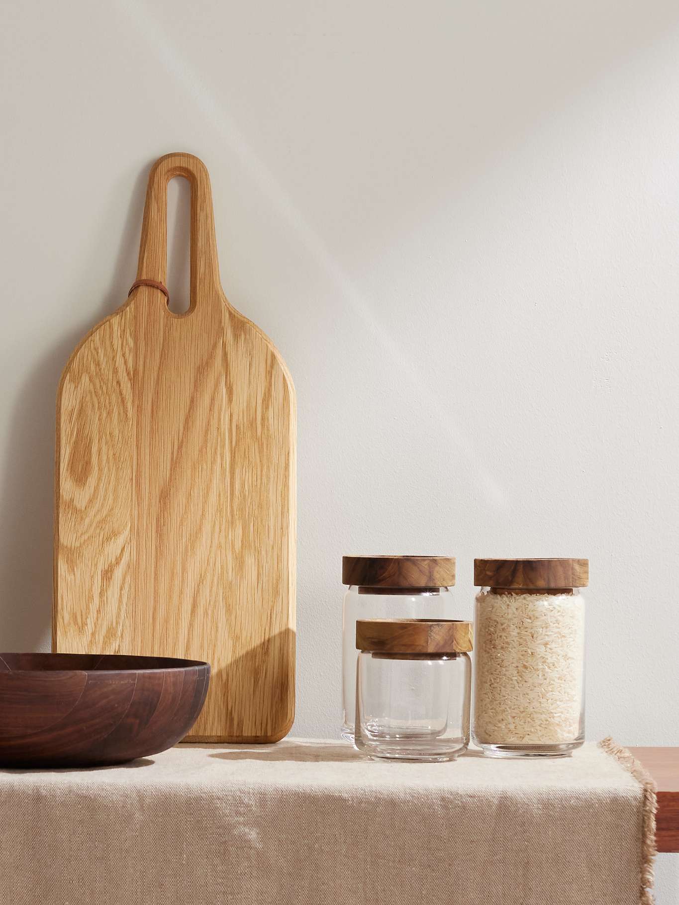 THE CONRAN SHOP Set of Three Glass and Teak Stacking Jars, 750ml for ...