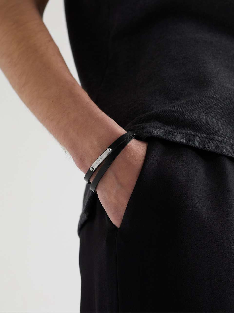 SAINT LAURENT Leather and Silver-Tone Wrap Bracelet for Men | MR PORTER