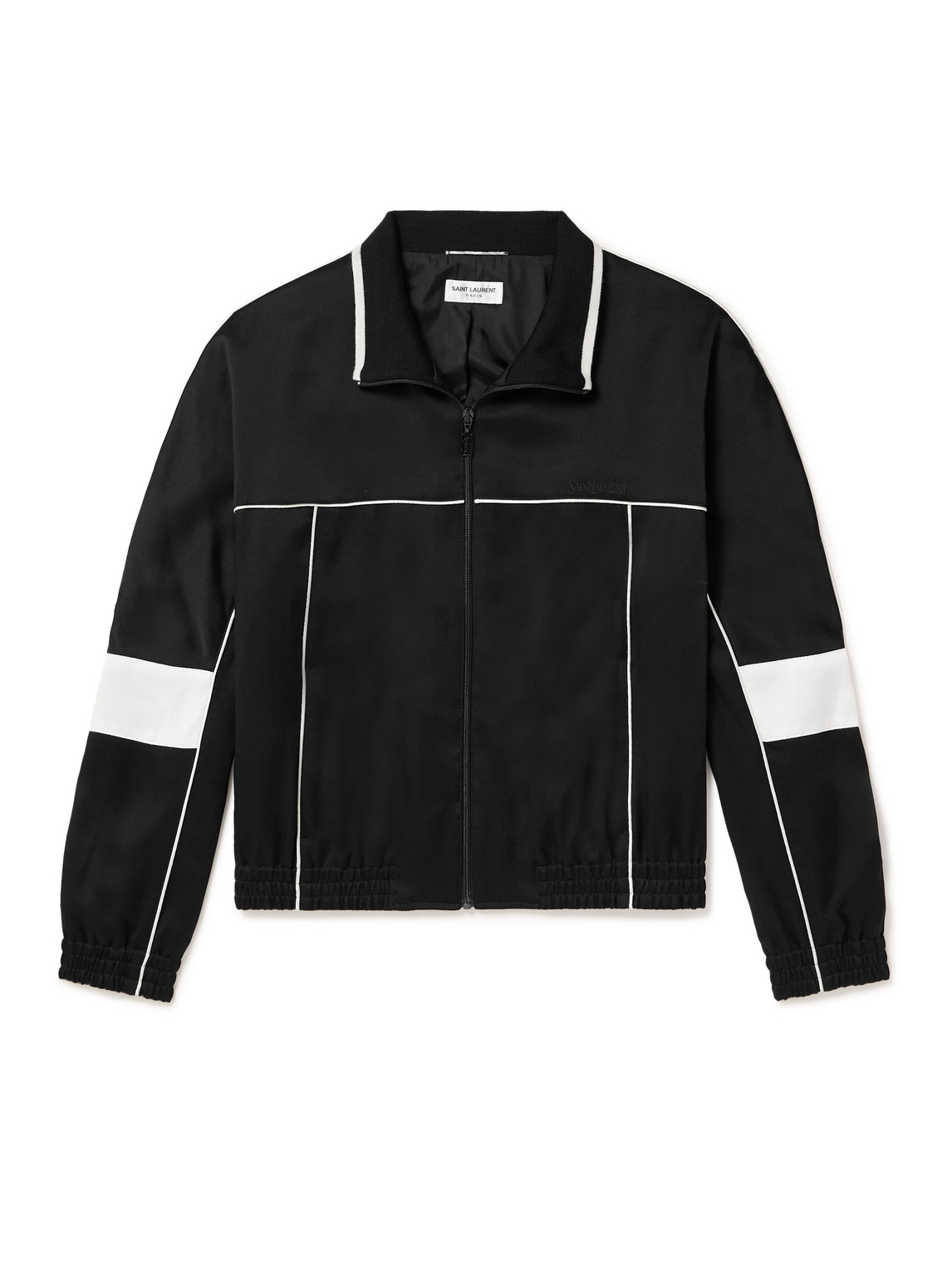 SAINT LAURENT - Teddy Logo-Appliquéd Satin Jacket - Men - Black - IT 50 ...