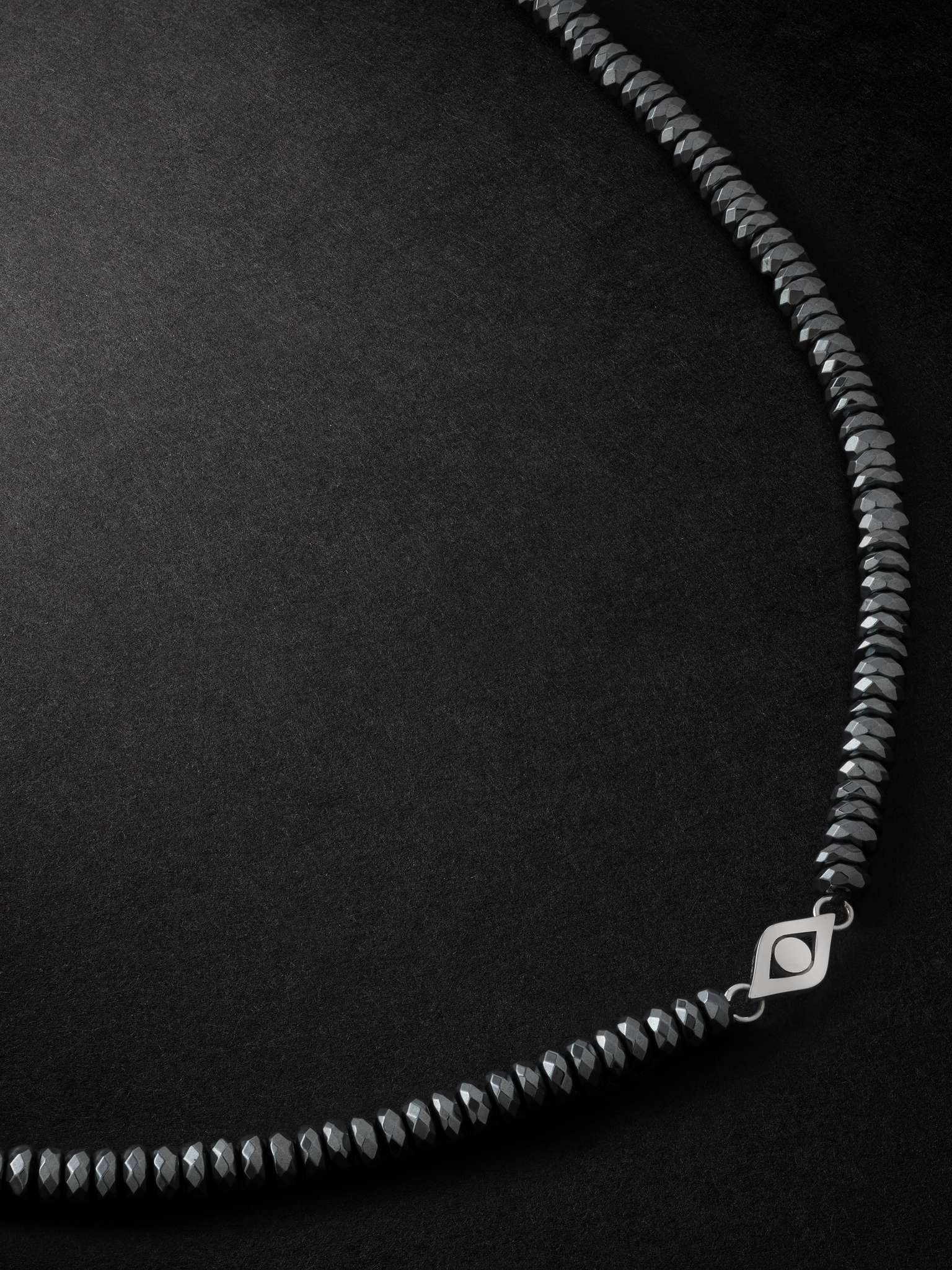 SYDNEY EVAN White Gold Hematite Beaded Necklace for Men | MR PORTER