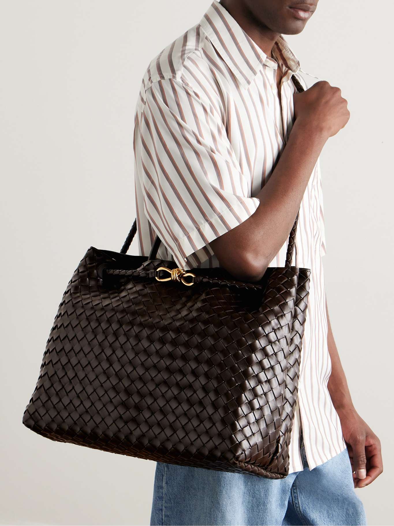 BOTTEGA VENETA Andiamo Large Intrecciato Leather Tote Bag for Men | MR ...