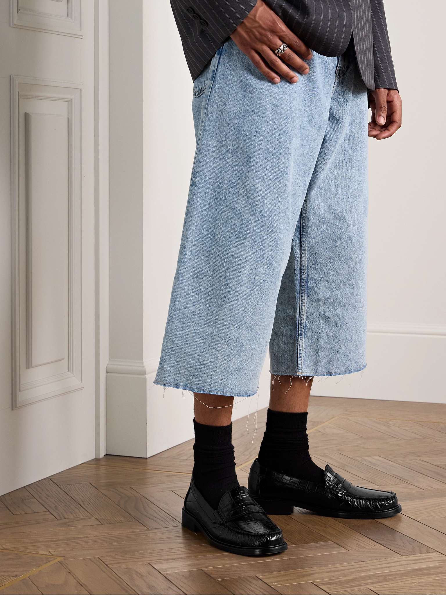 Black Yardee Croc-Effect Leather Penny Loafers | VINNY'S | MR PORTER