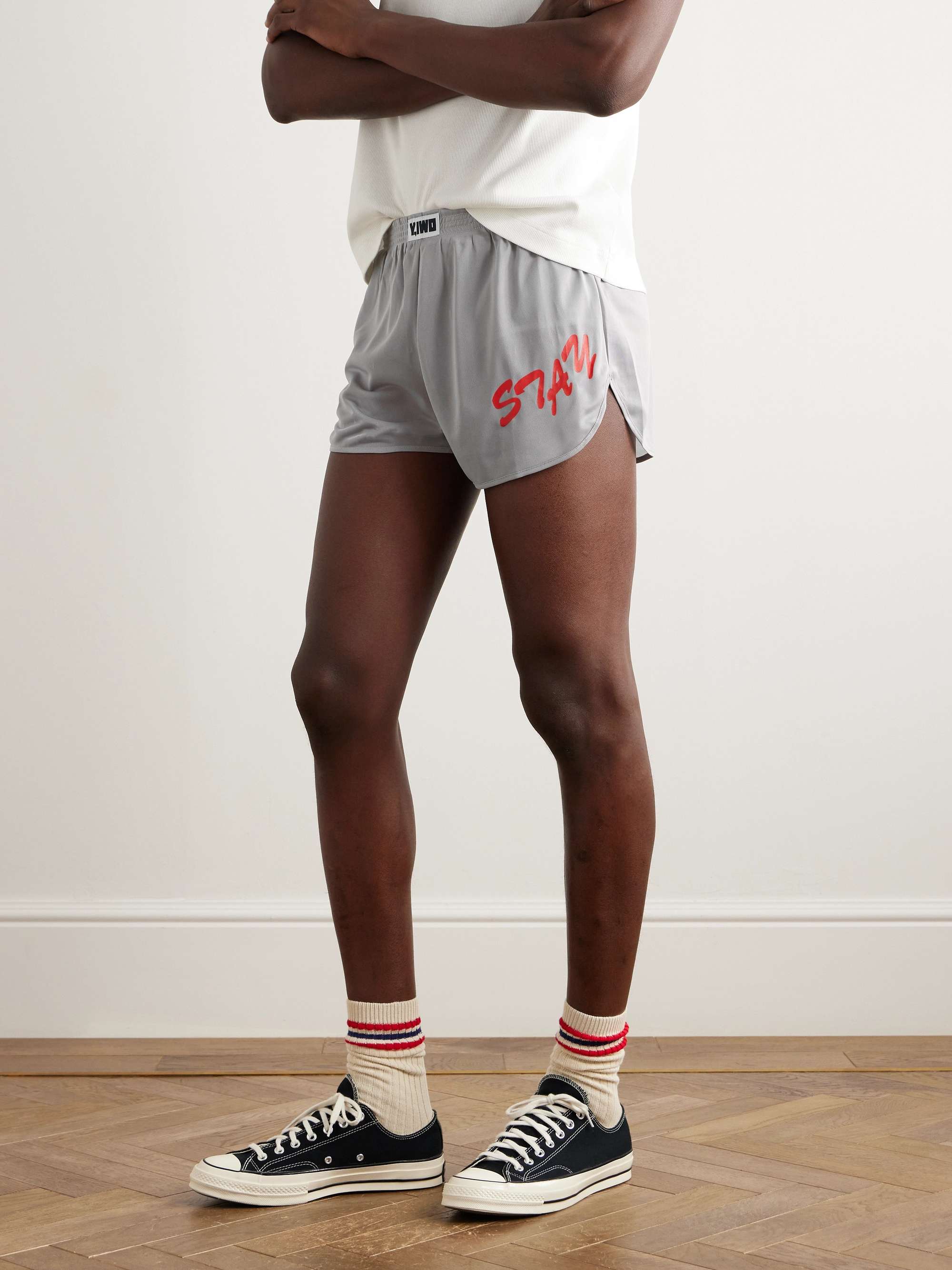 Gray Lessons Straight-Leg Logo-Print Mesh Shorts | Y,IWO | MR PORTER