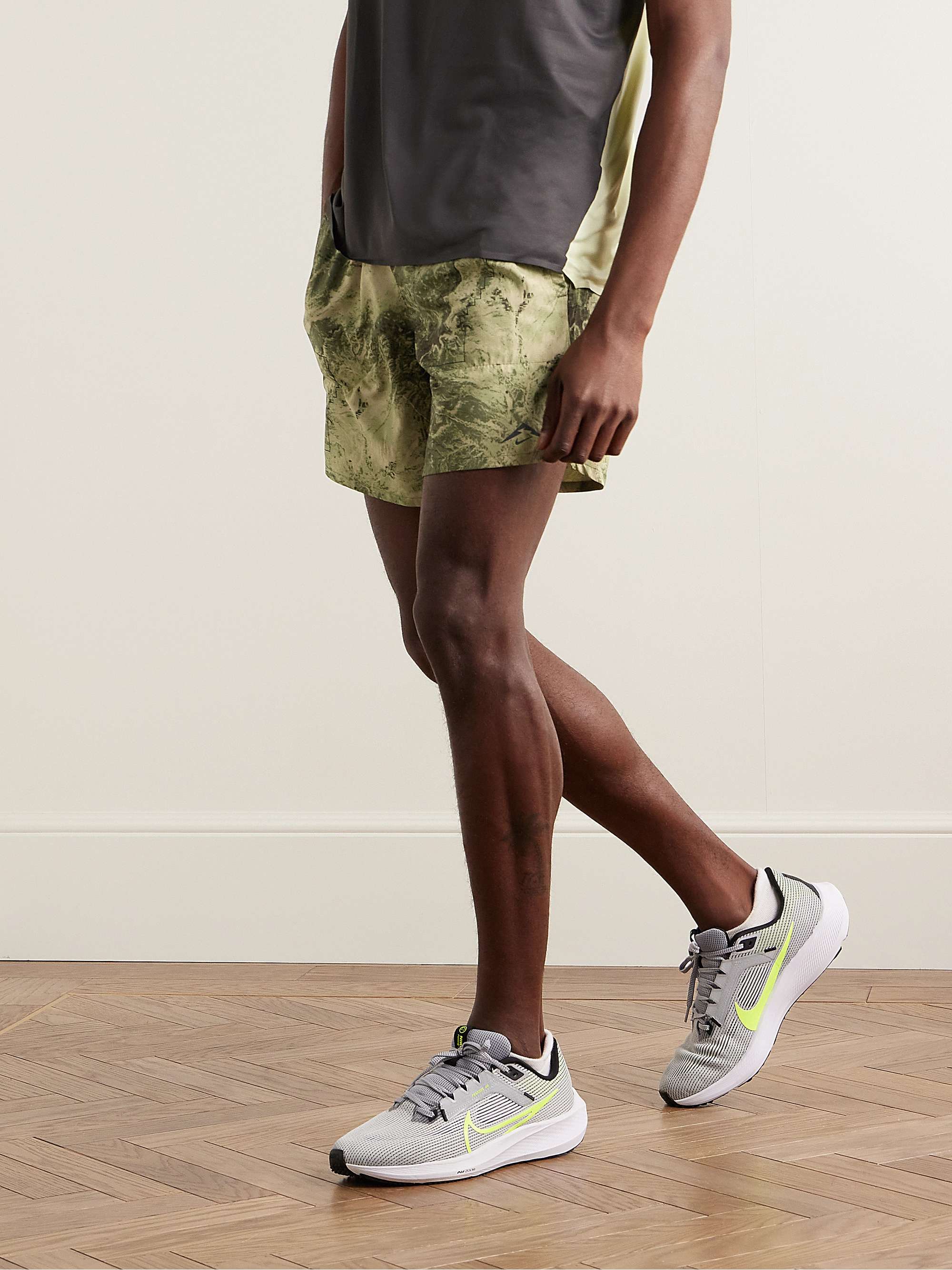 Green Stride Straight-Leg Mesh-Panelled Printed Dri-FIT Ripstop ...