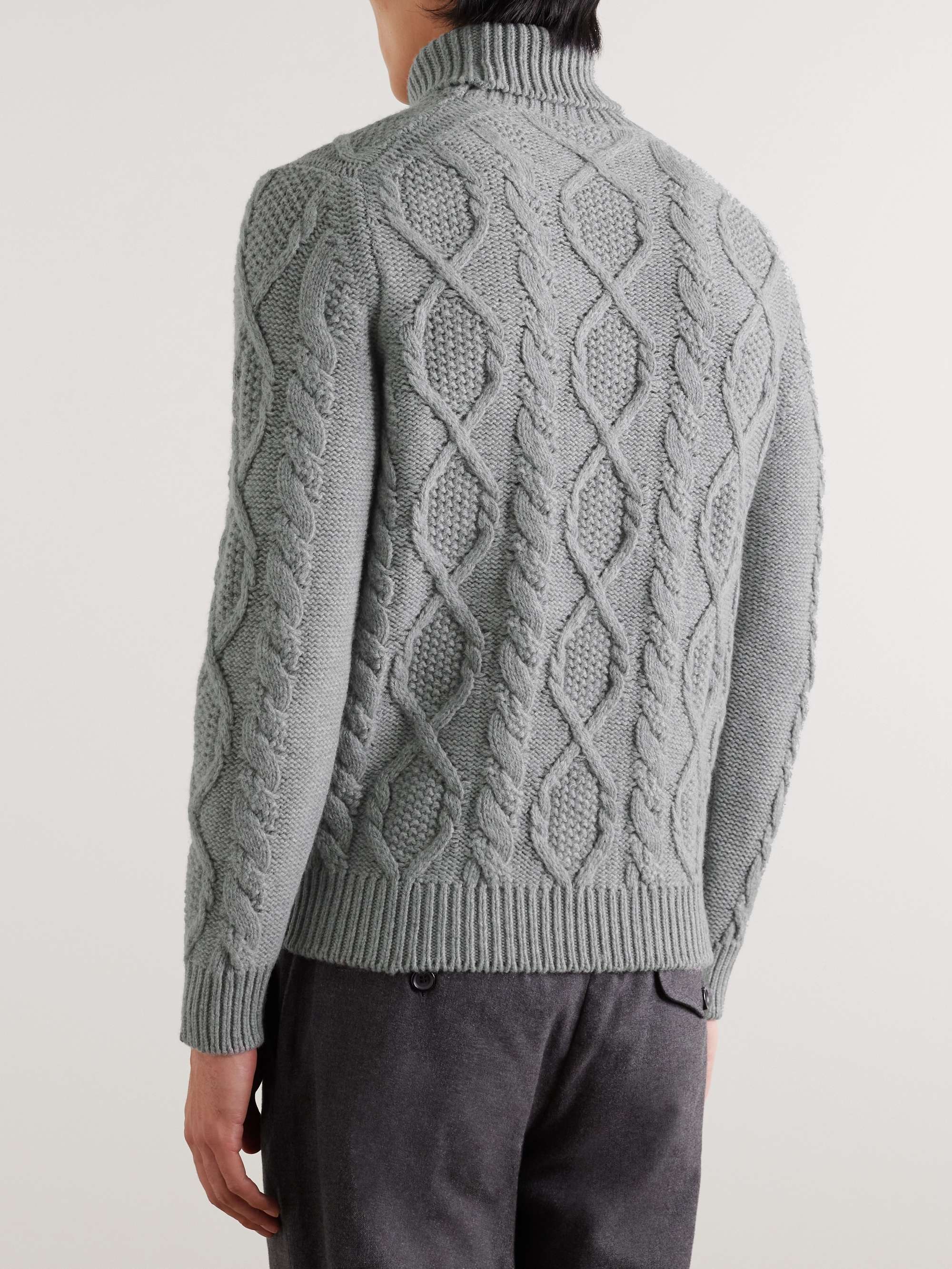 ANDERSON & SHEPPARD Aran Cable-Knit Wool and Cashmere-Blend Rollneck ...