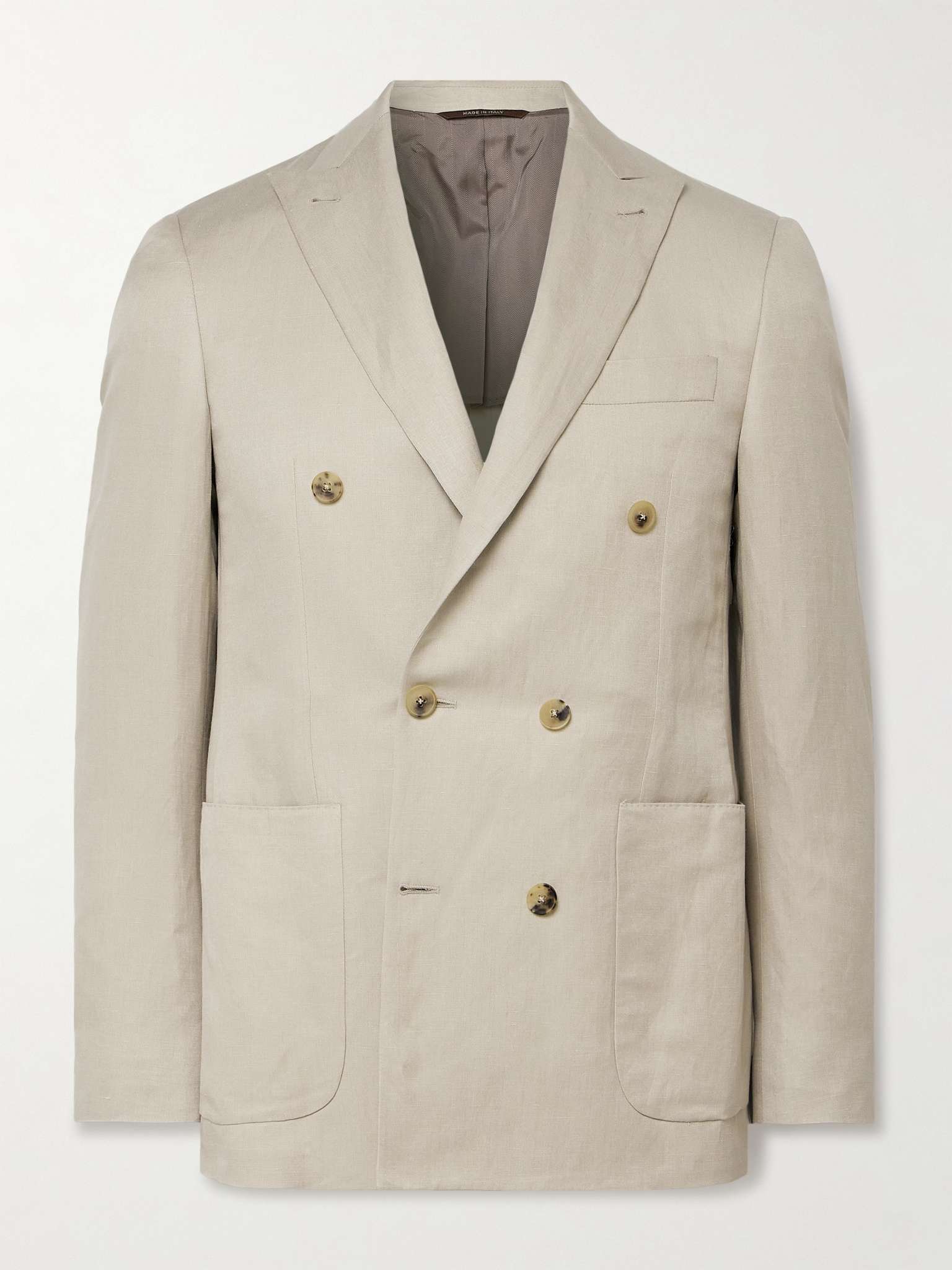 CANALI Kei Slim-Fit Double-Breasted Linen and Silk-Blend Suit Jacket ...