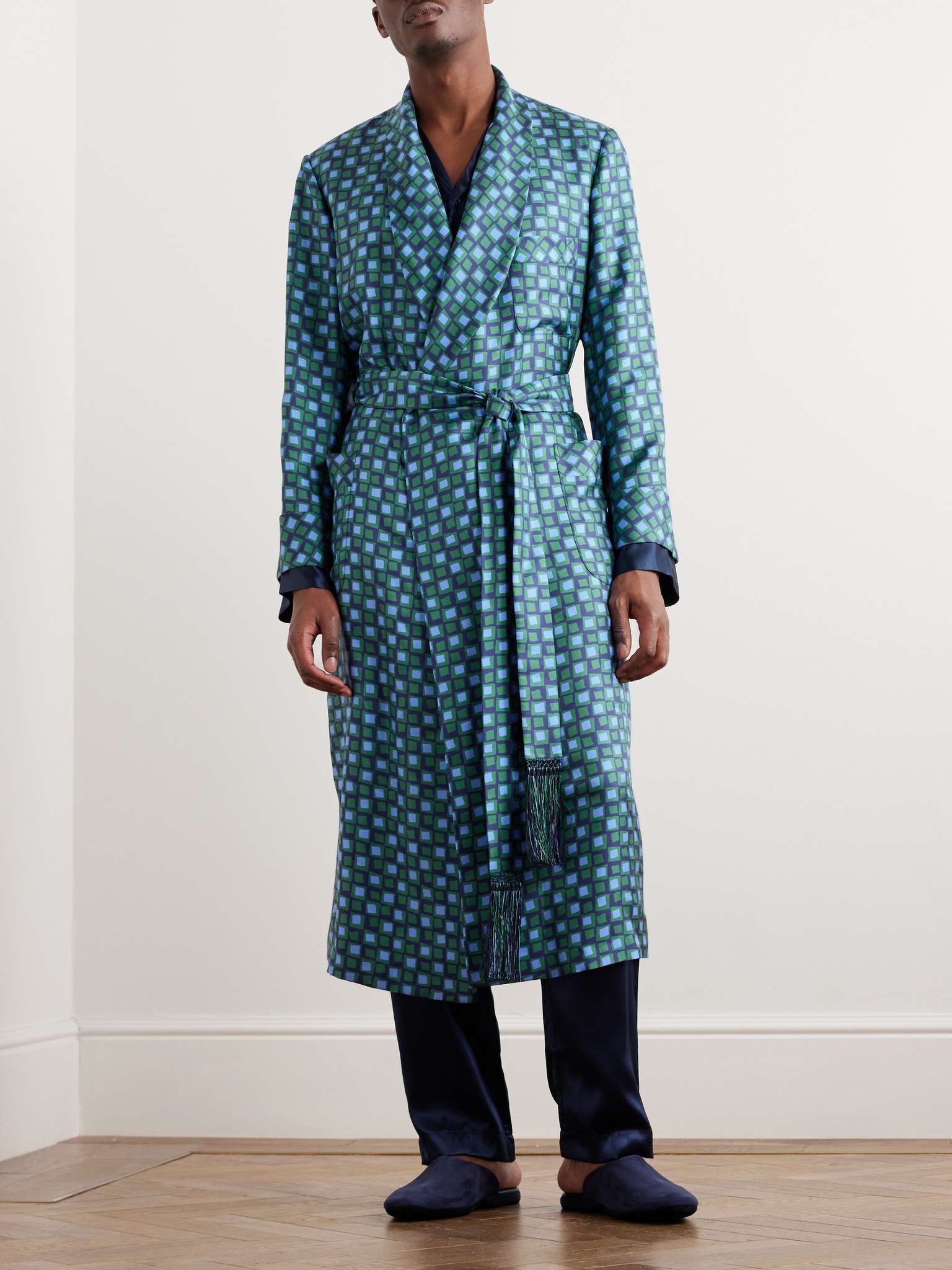 CHARVET Belted Printed Silk-Twill Robe for Men | MR PORTER