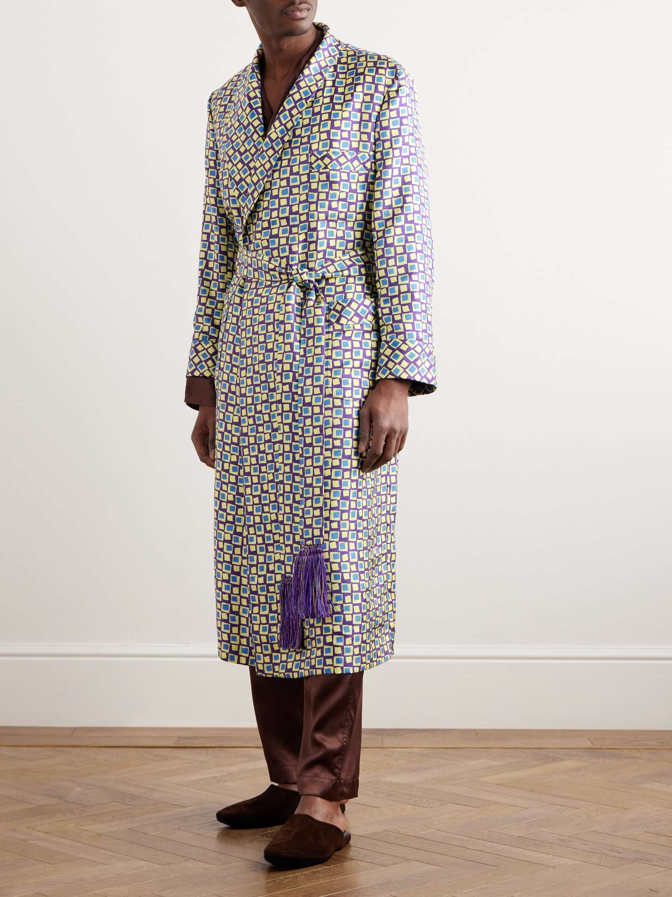 CHARVET Belted Printed Silk-Twill Robe for Men | MR PORTER