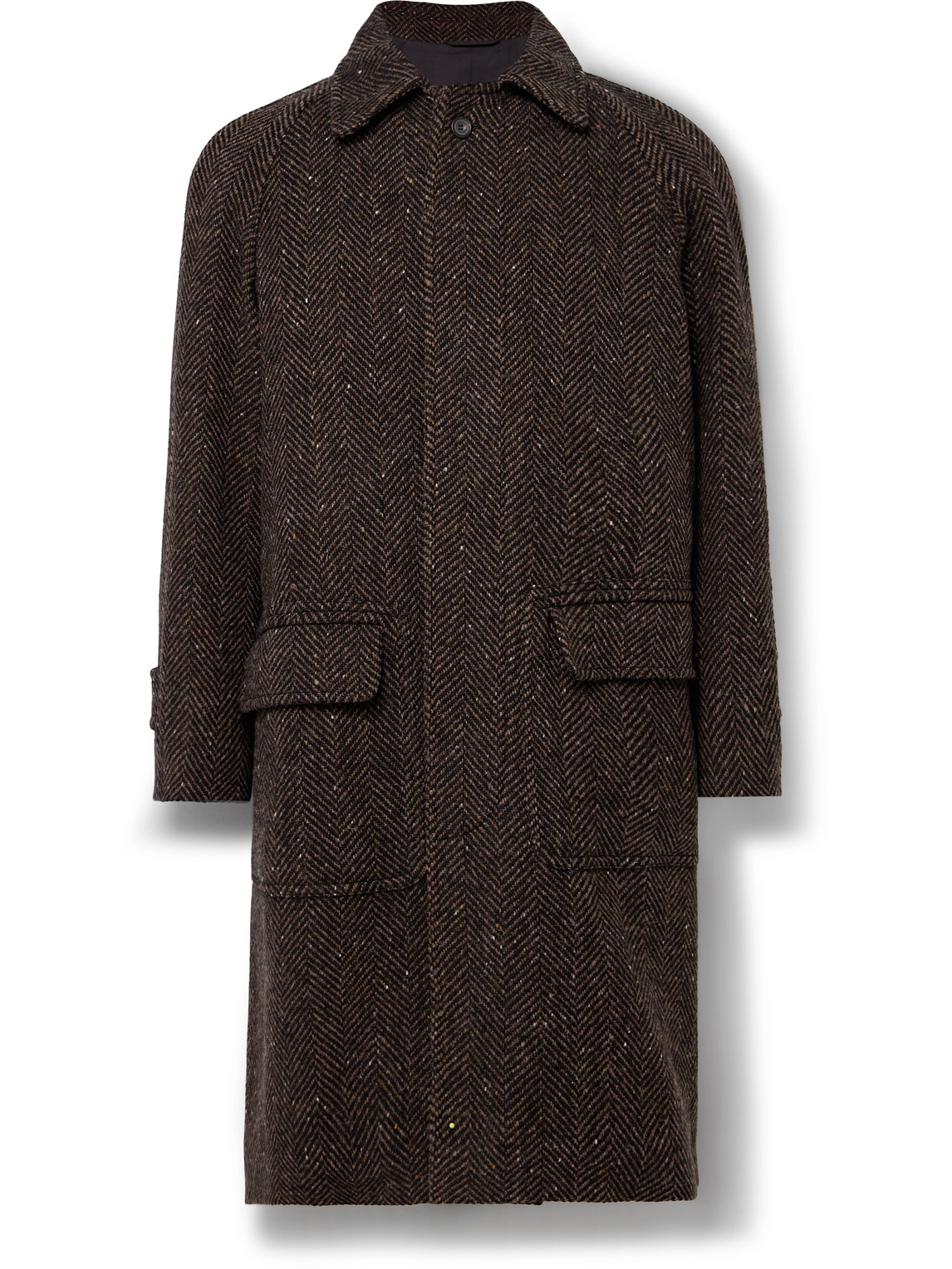 Drake's Herringbone Wool Overcoat | Smart Closet