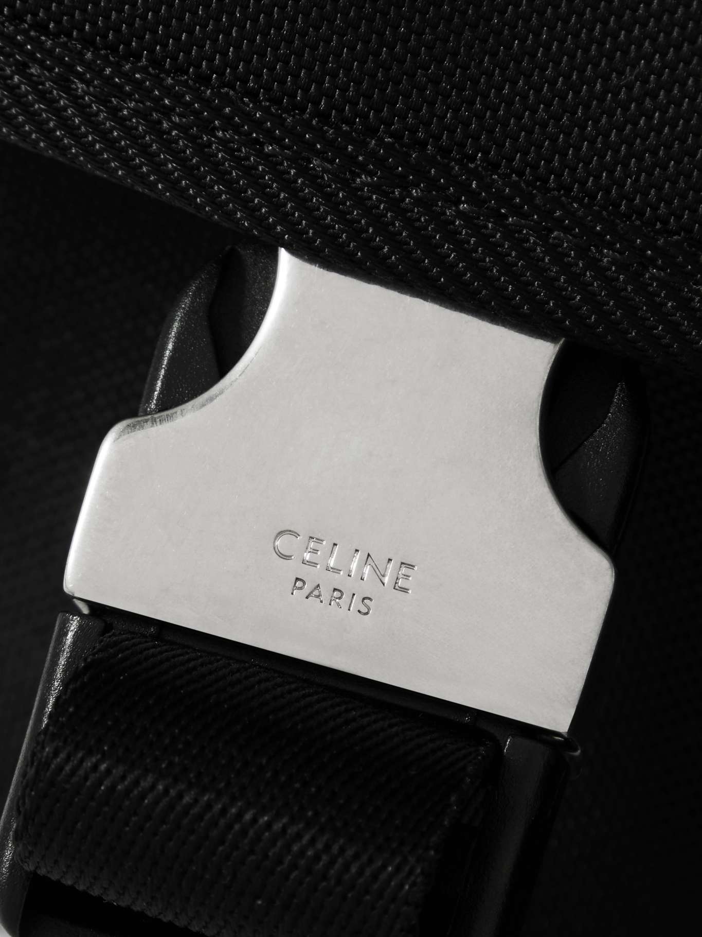 Black Large Webbing-Trimmed Logo-Print Nylon-Canvas Messenger Bag ...