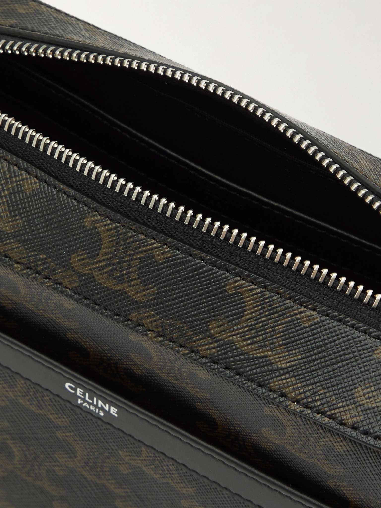 CELINE HOMME Triomphe Leather-Trimmed Monogrammed Coated-Canvas ...