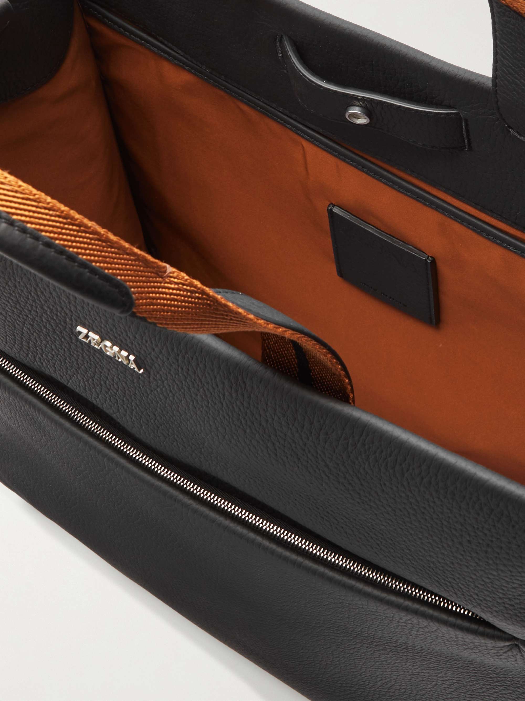 ZEGNA Striped Webbing-Trimmed Full-Grain Leather Tote Bag for Men | MR ...
