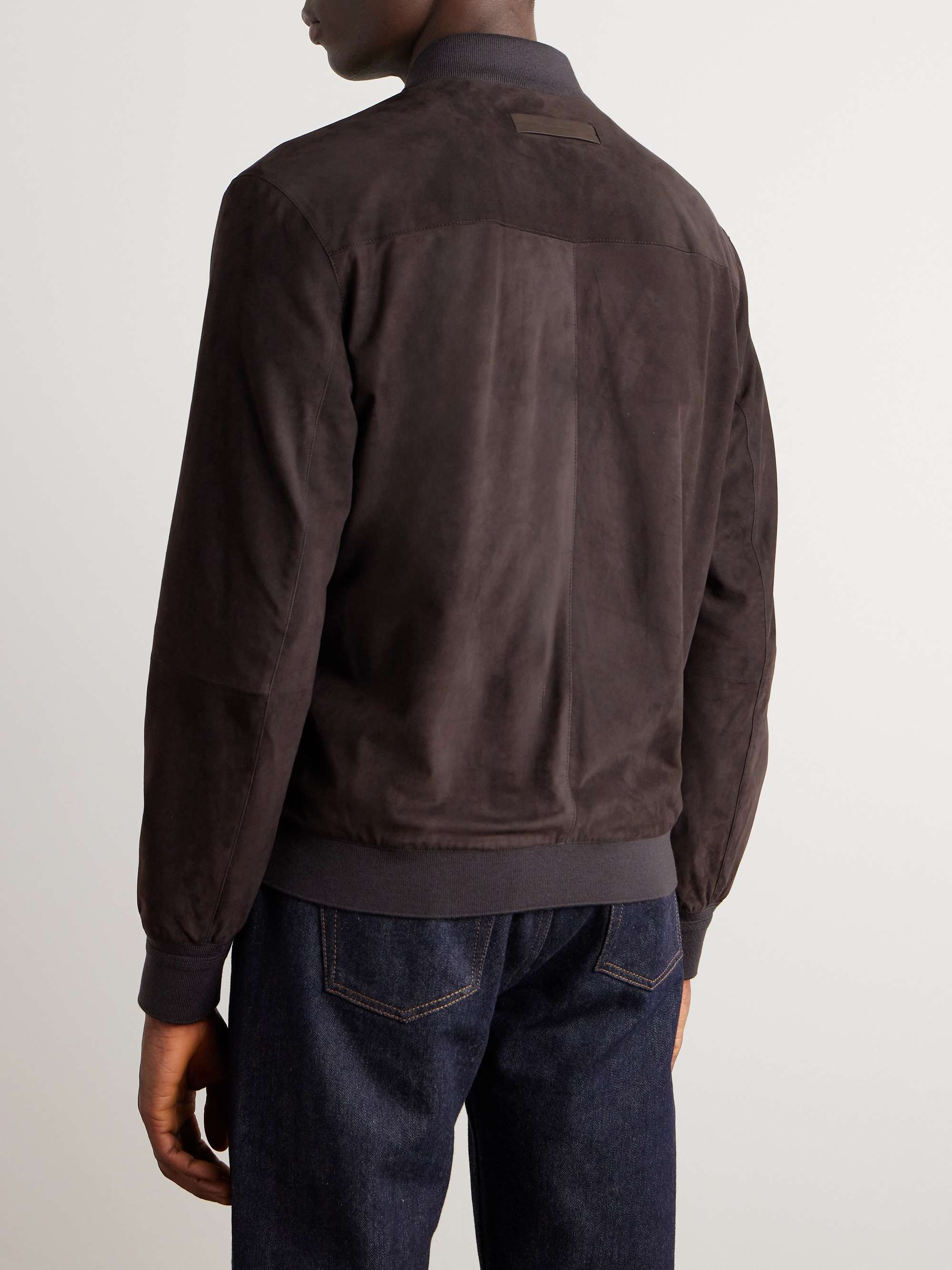 ZEGNA Leather-Trimmed Suede Bomber Jacket for Men | MR PORTER
