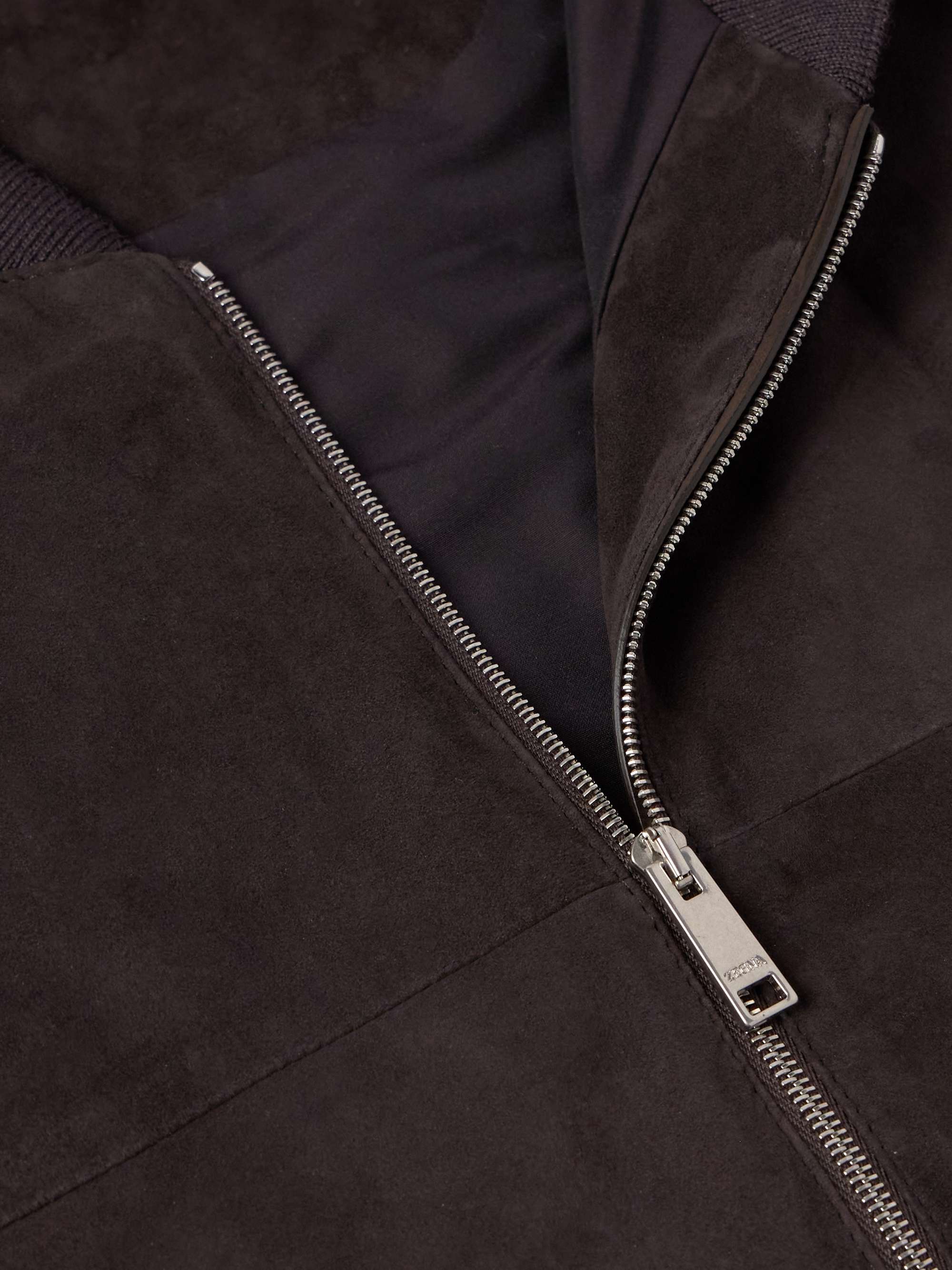 ZEGNA Leather-Trimmed Suede Bomber Jacket for Men | MR PORTER
