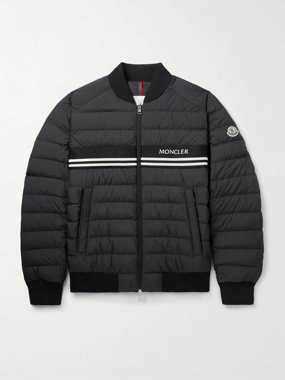 MONCLER Striped Quilted Shell Down Bomber Jacket for Men | MR PORTER