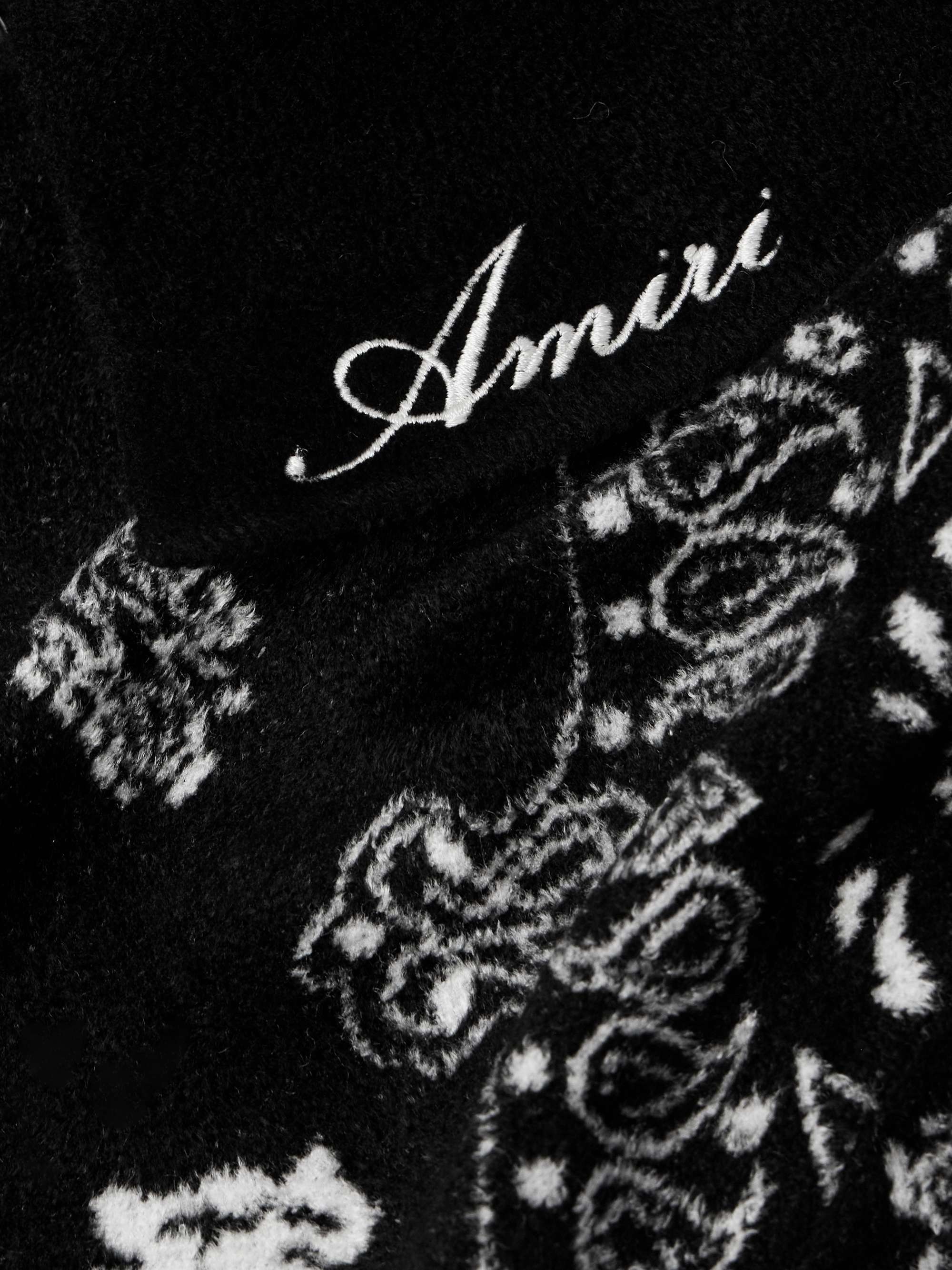 AMIRI Logo-Embroidered Paisley-Jacquard Fleece Polo Shirt for Men | MR ...