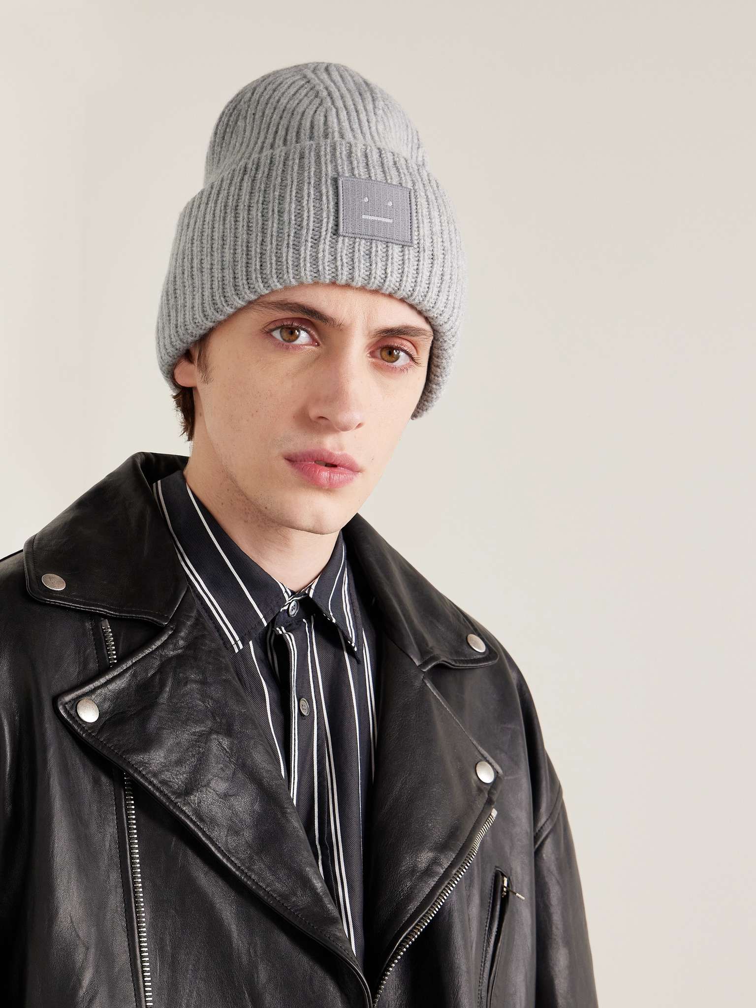 ACNE STUDIOS Logo-Appliquéd Ribbed Wool Beanie for Men | MR PORTER