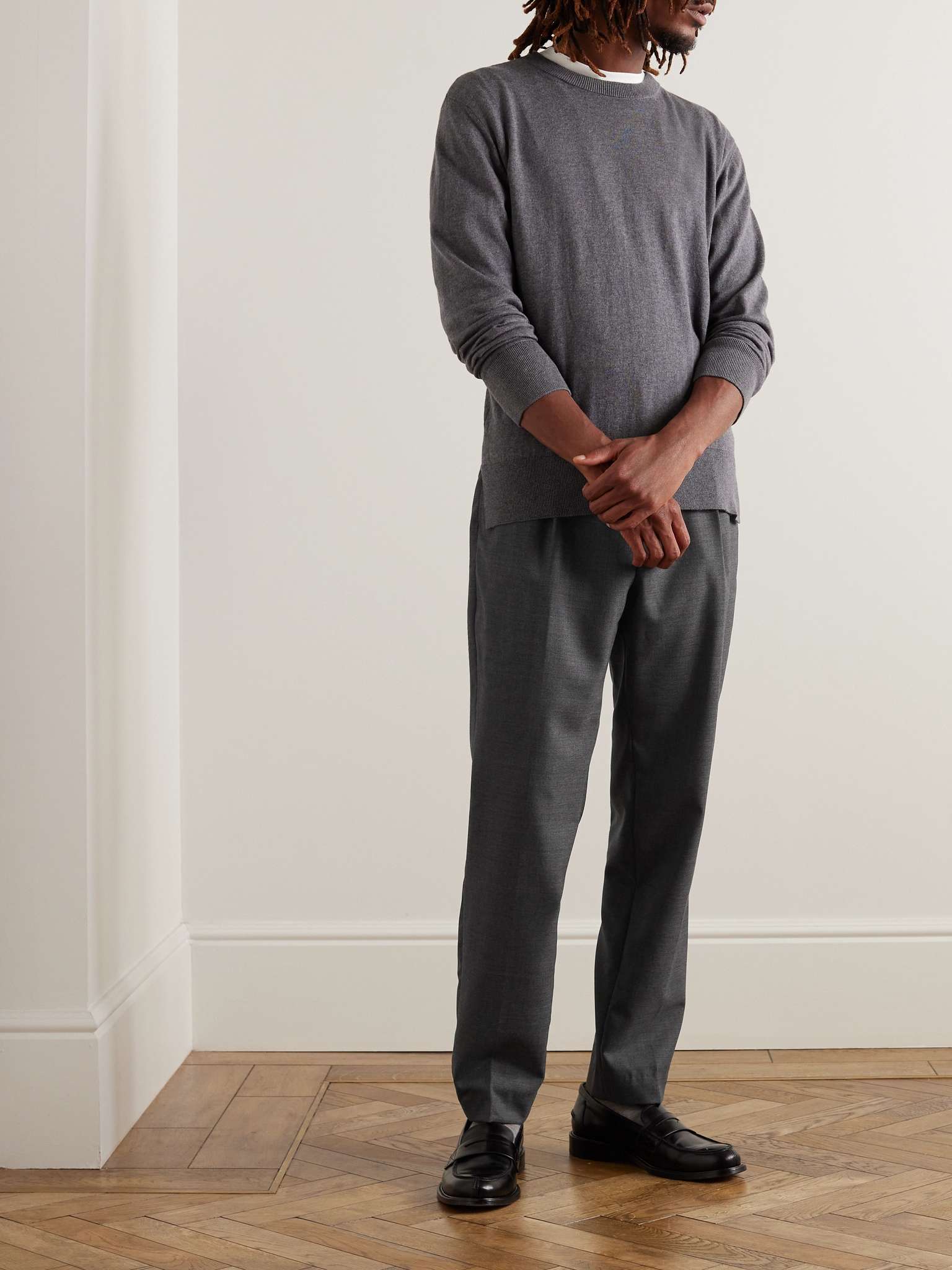 OFFICINE GÉNÉRALE Drew Tapered Pleated Virgin Wool Trousers for Men ...